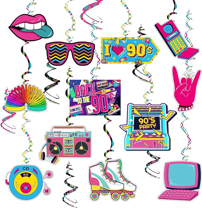 Amazon.com: 90s Party Decorations Retro Disco Hanging Swirls for Adults ...