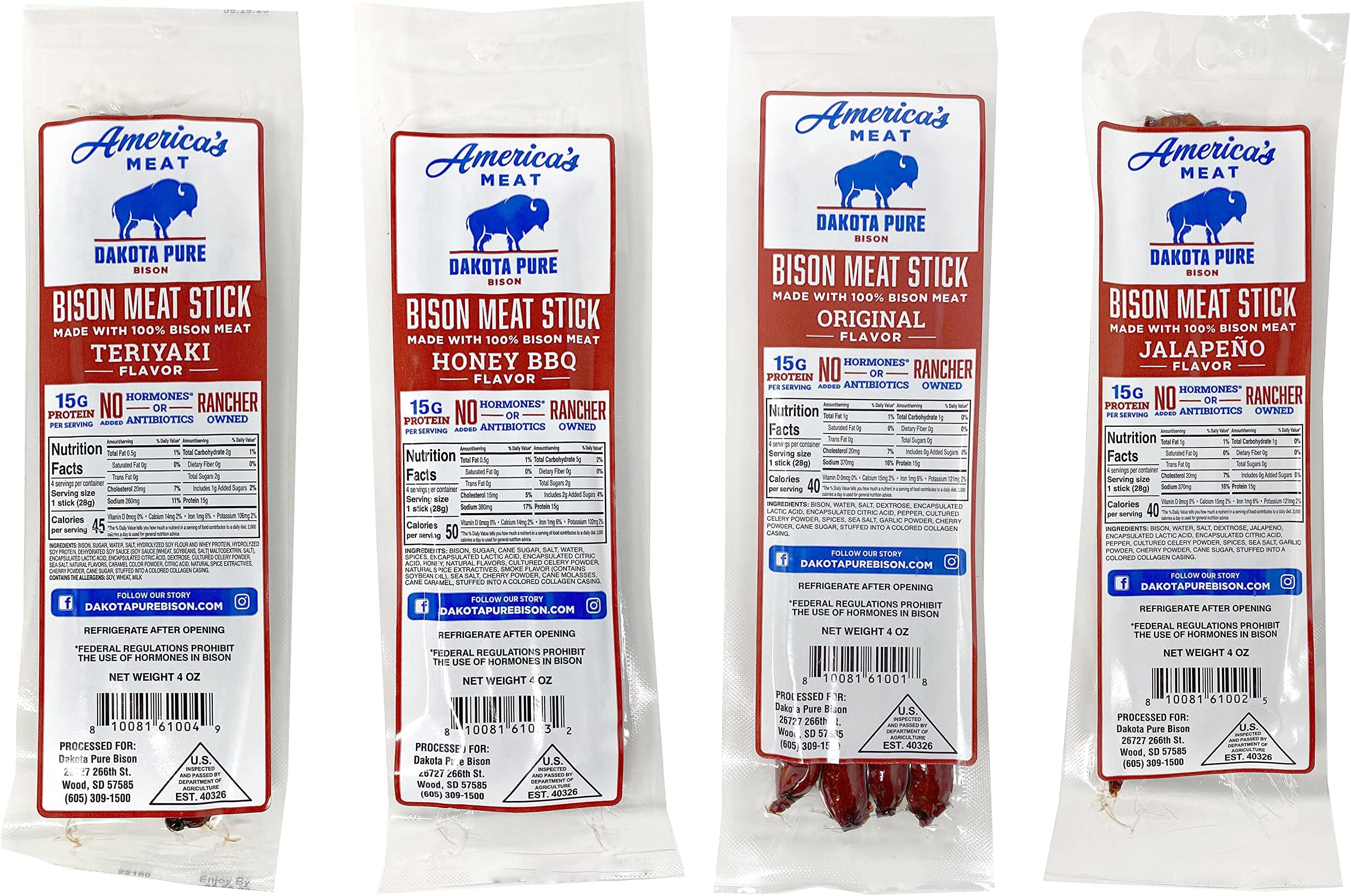 Amazon.com: Dakota Pure Bison Meat Stick Bison Jerky Sticks, 100% Bison ...
