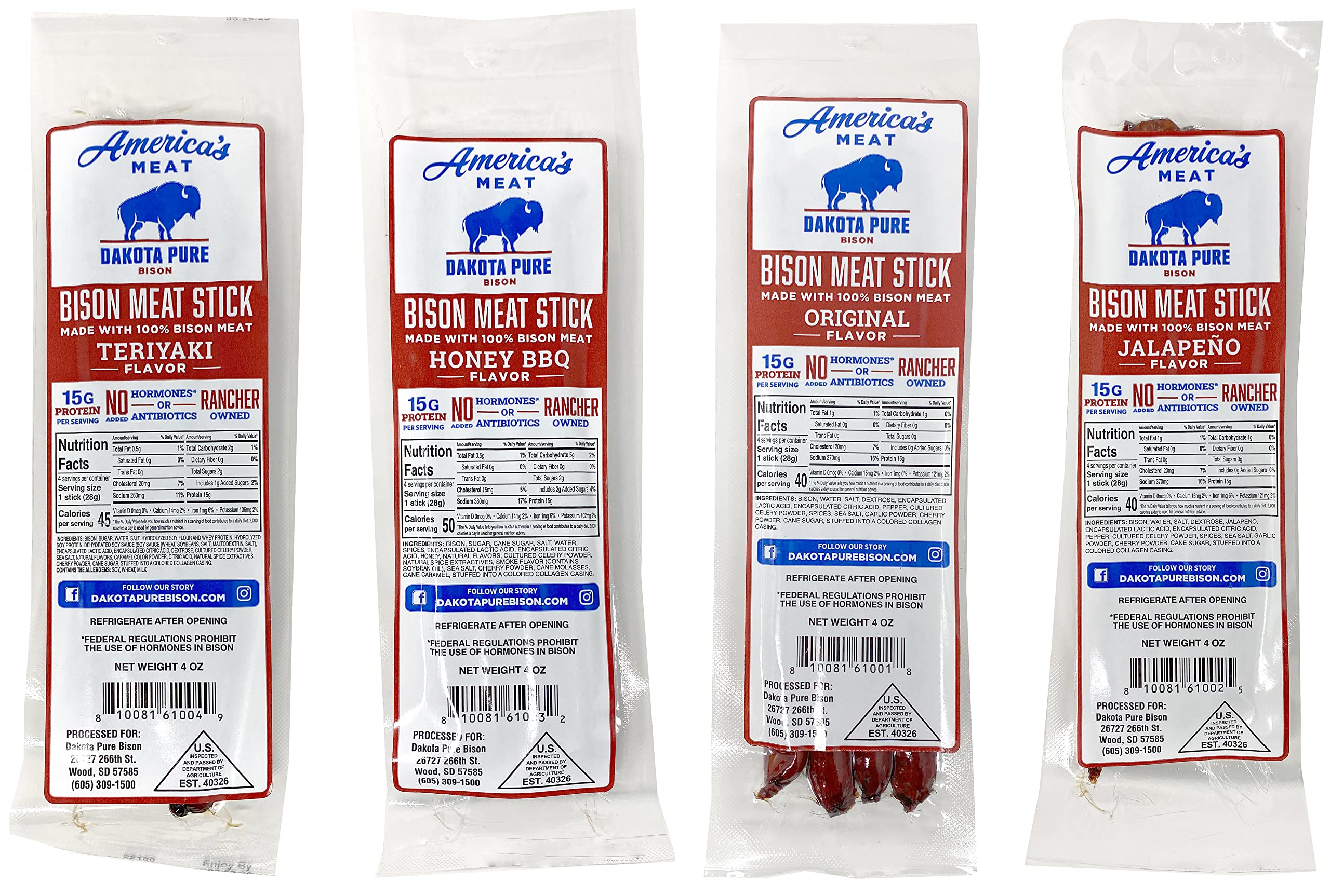 Amazon.com: Dakota Pure Bison Meat Stick Bison Jerky Sticks, 100% Bison ...