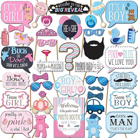 Amazon.com: Funny Chevron Gender Reveal - Baby Shower Photo Booth Props ...