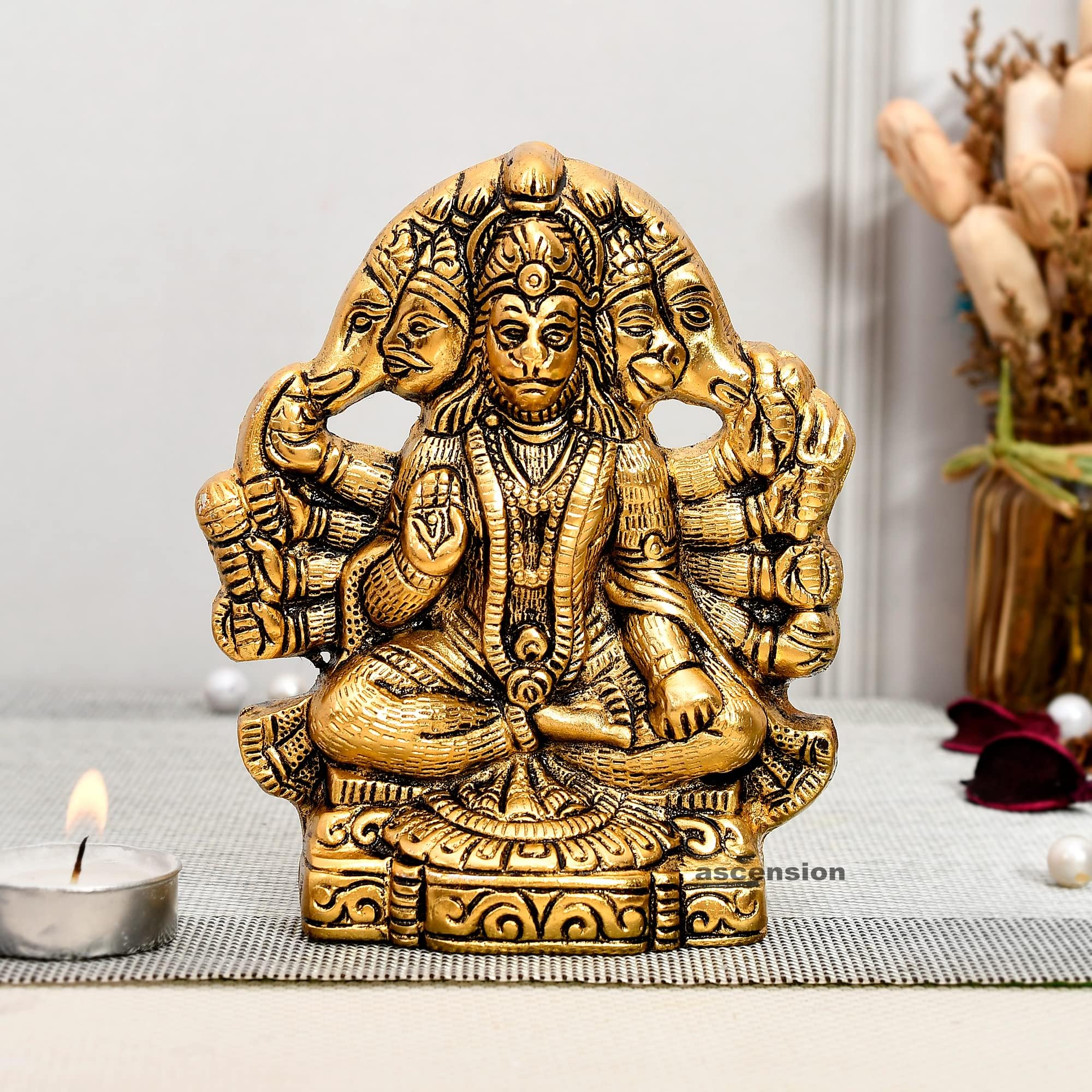 Buy Laya 100% Pure Brass Panchmukhi Hanuman/Anjaneya Idol, Panchmukhi ...