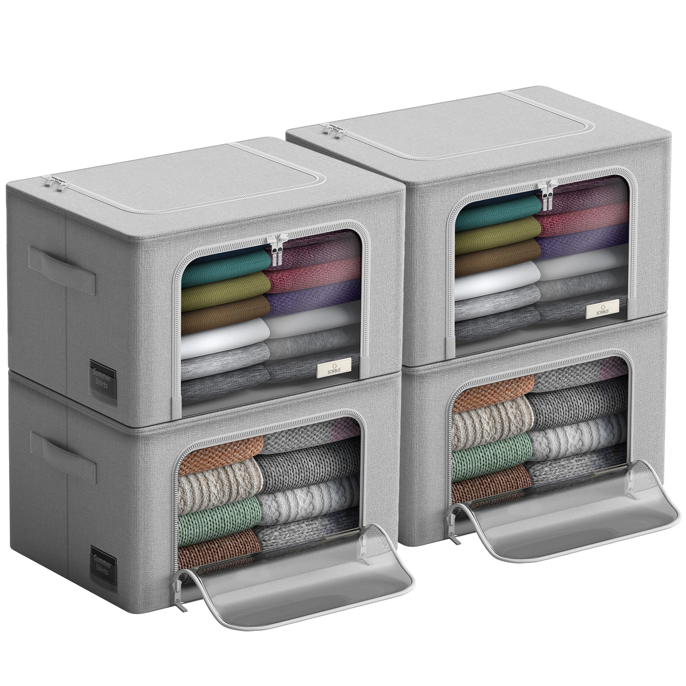 Amazon.com: Sorbus Storage Bins with Metal Frame - Stackable & Foldable ...