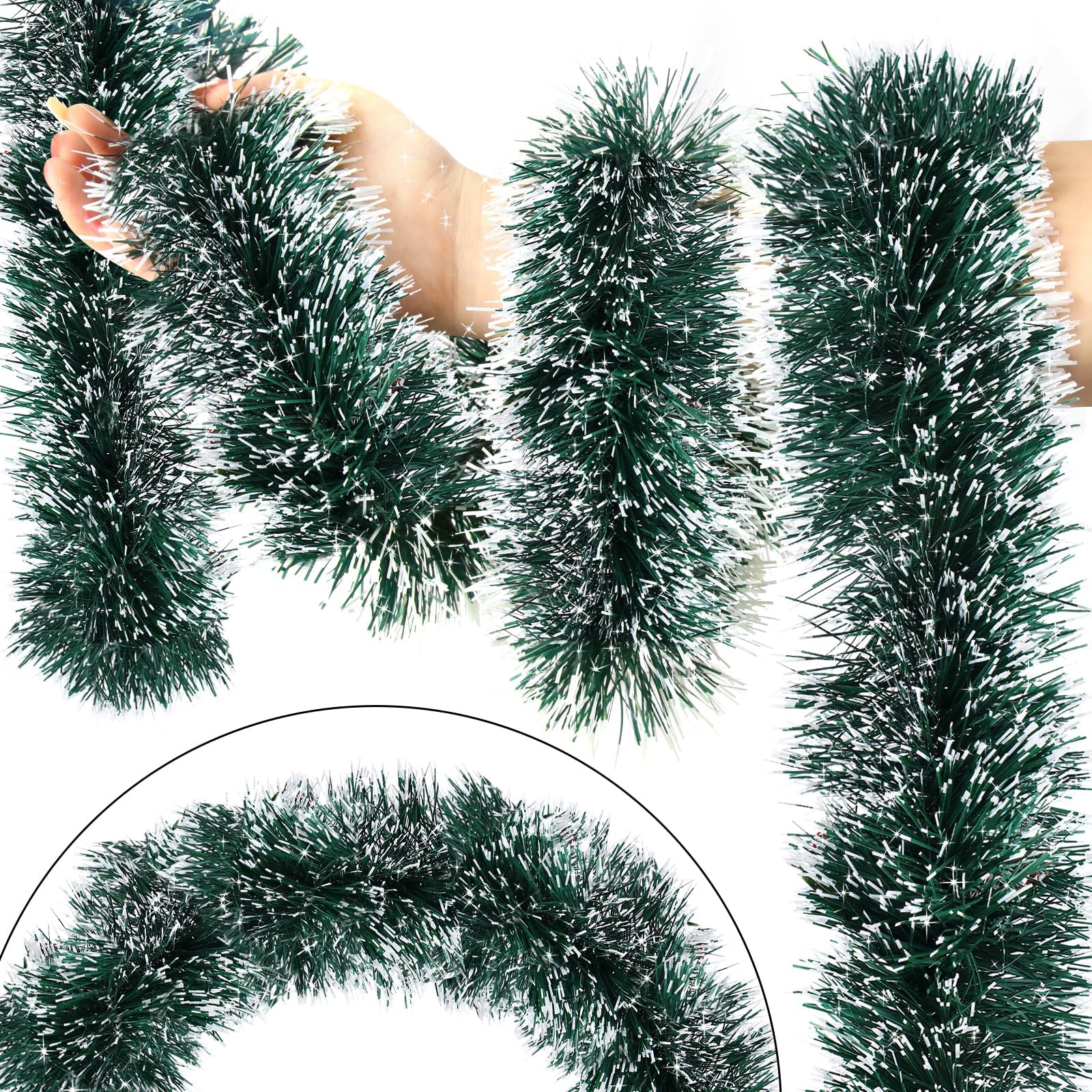 Amazon.com: SURCVIO 50FT Christmas Tinsel Garland Decorations to ...