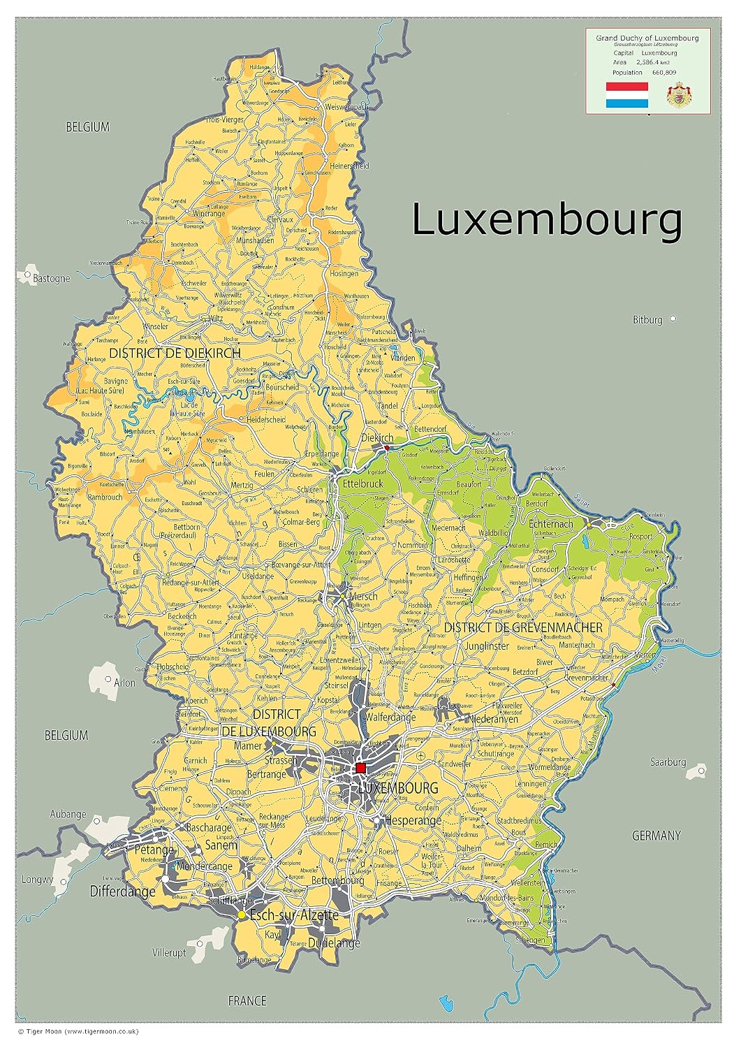 Wunderschne Karte Von Luxemburg Bild