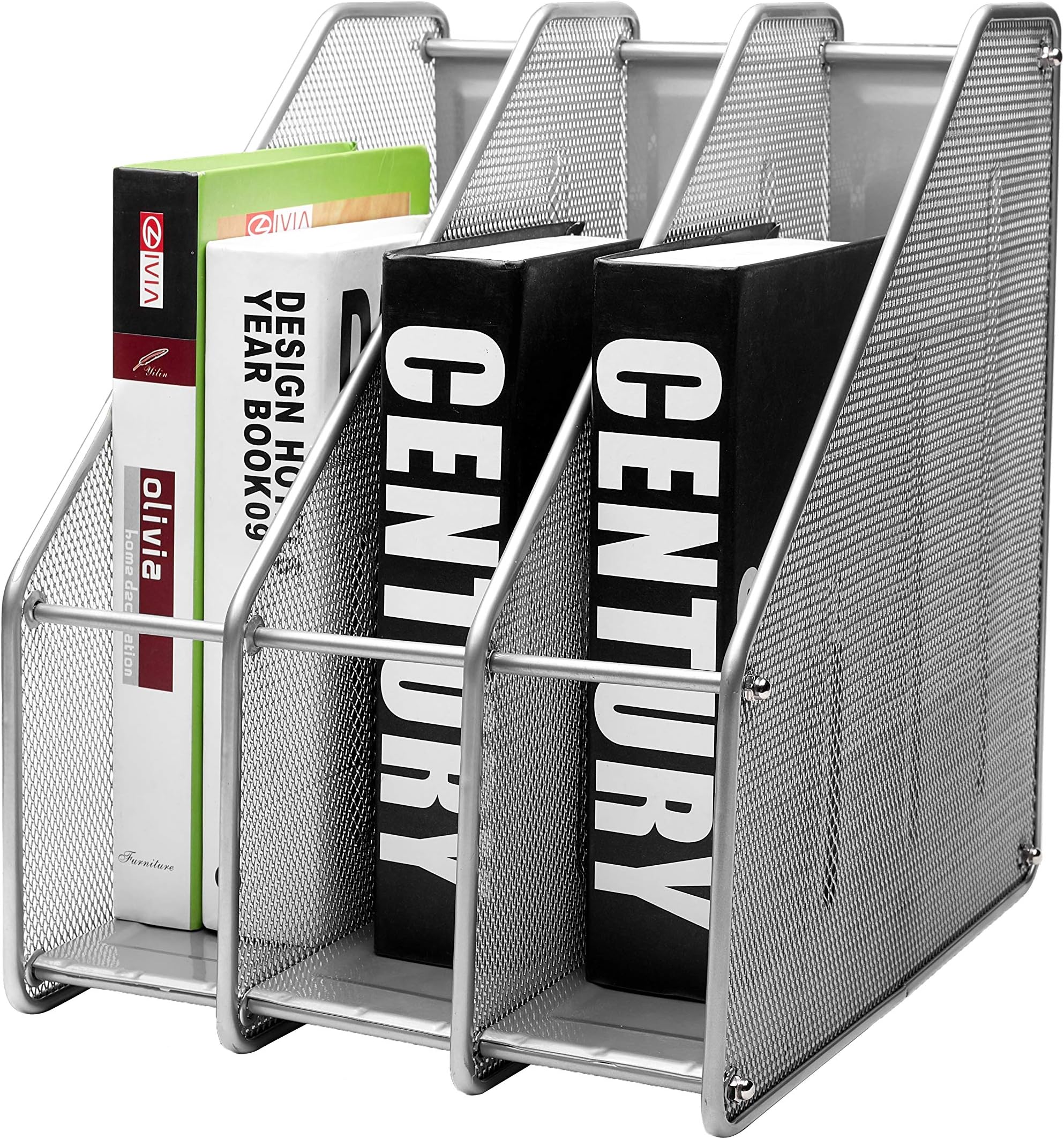 EXERZ Magazine Holder Triple Rack, Mesh Metal - 3 Compartments ...