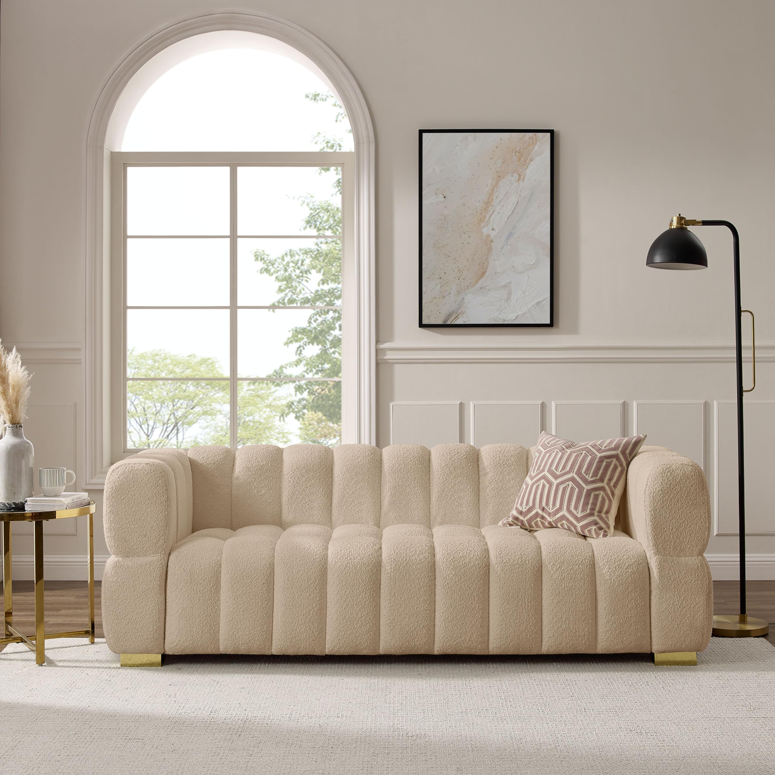 Amazon.com: ANTTYBALE Tufted Black Couch Chesterfield Velvet Sofa ...