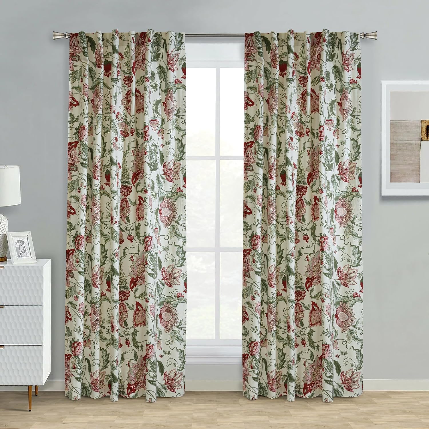 Amazon.com: Janet Light Filtering Dual Header Indoor Curtain 52 x 84 in ...
