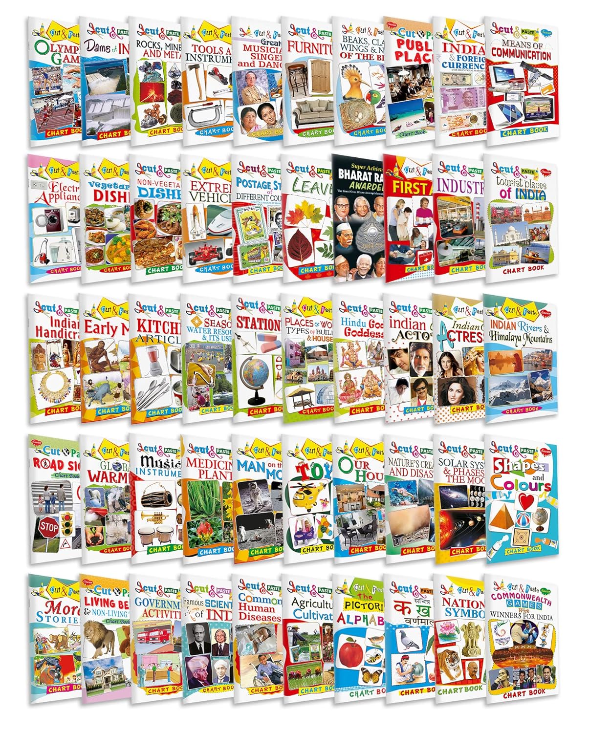 Buy Sawan Presents Pack Of 50 Books Combo 1 | Cut and Paste Chart Books ...