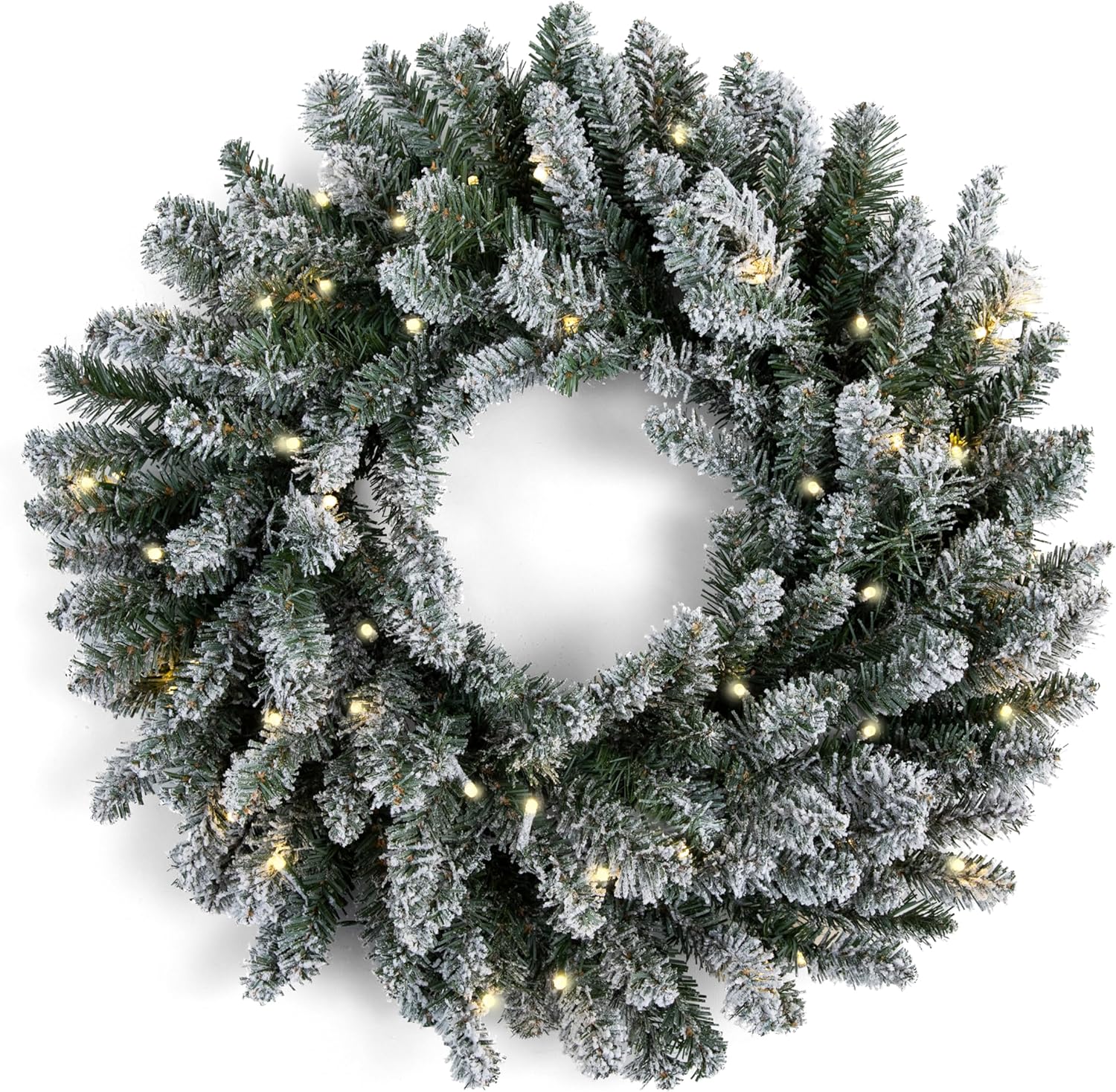 Amazon.com: Papyrus 24" Pre-Lit Frosted Blue Spruce Artificial Wreath ...