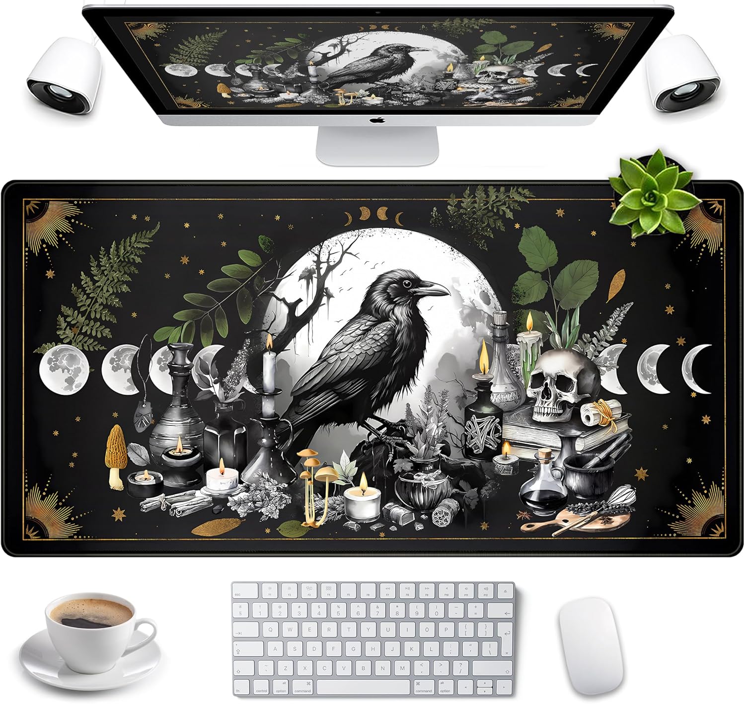 Amazon.com: Cute Kawaii Raven Desk Mat XXL Large Extended Gaming Mouse ...
