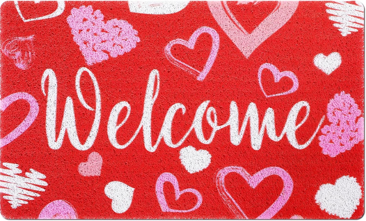 Amazon.com: Mindsoft Welcome Doormat Heart Home Door Mat Red Front Door ...