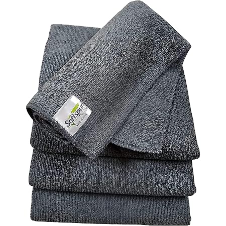 SOFTSPUN Microfiber Cloth - 4 pcs - 40x40 cms - 340 GSM Grey- Thick ...