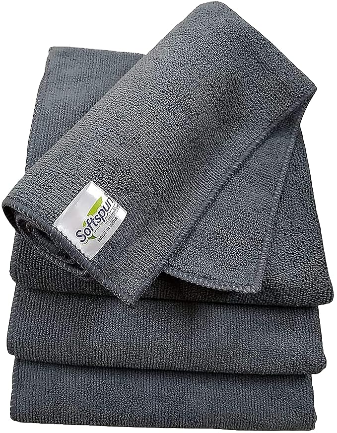 SOFTSPUN Microfiber Cloth - 4 pcs - 40x40 cms - 340 GSM Grey- Thick ...