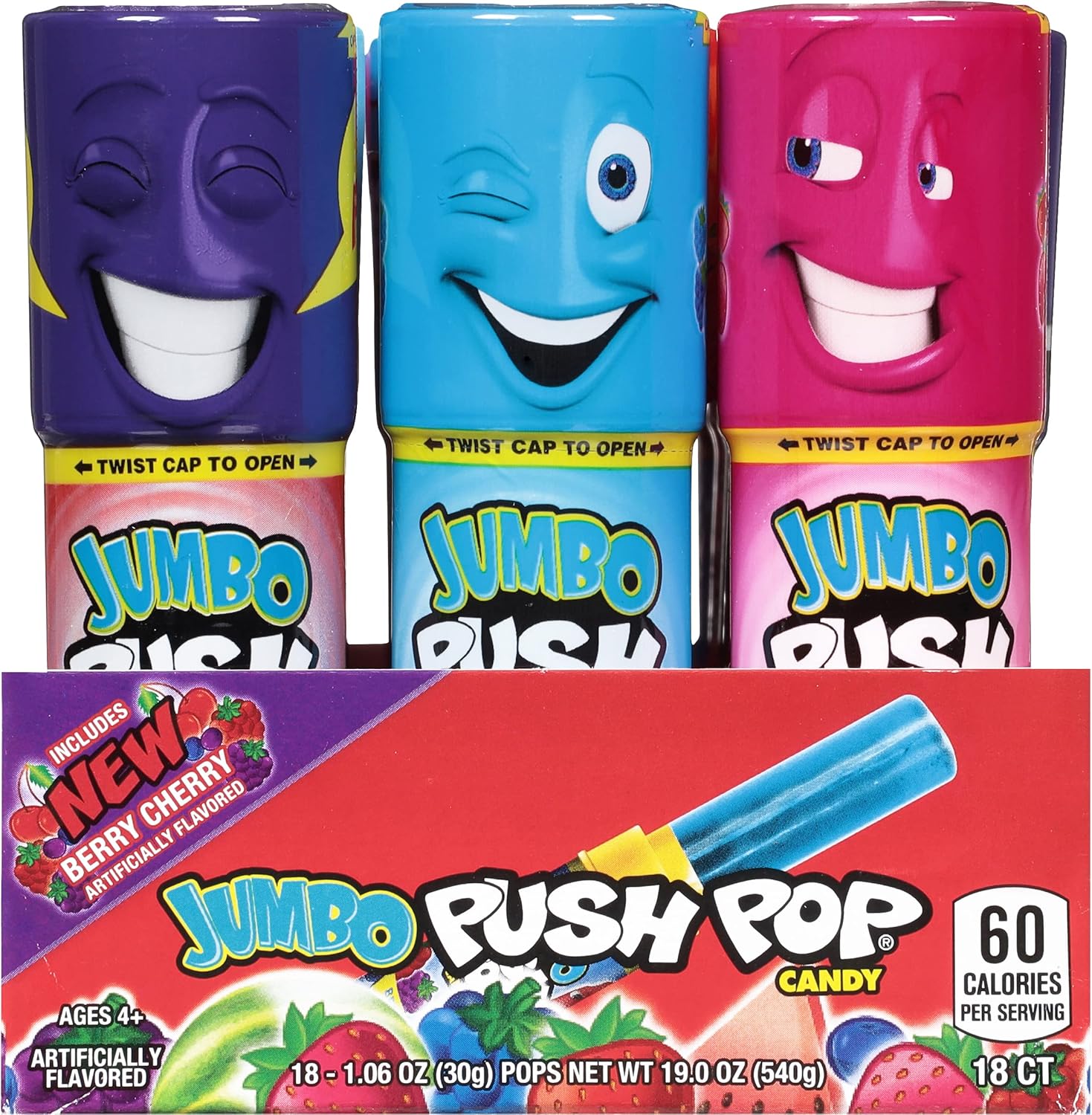 Push Pop Jumbo Candy Assortment Bulk 18 Pack – Blue Raspberry ...