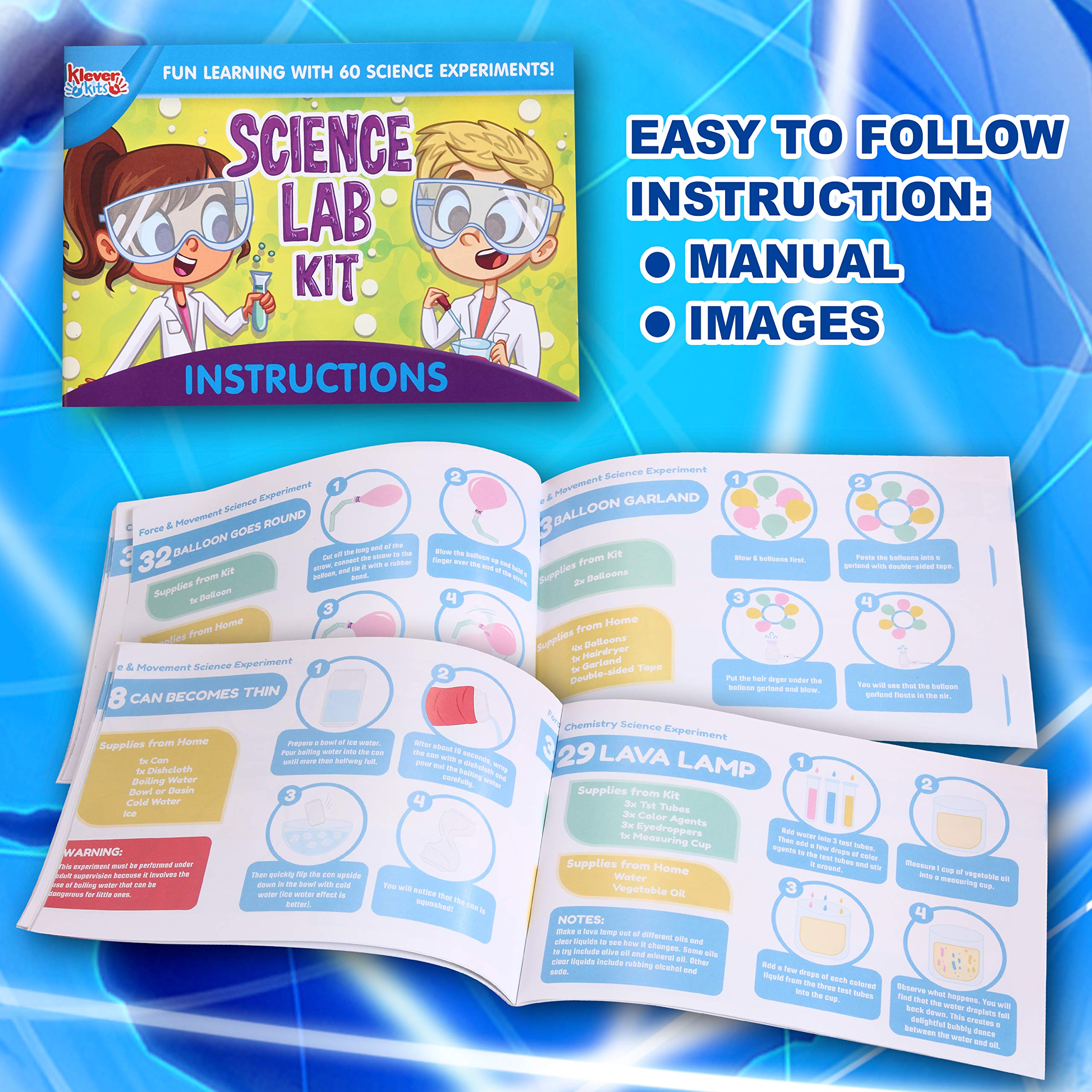 Klever Kits Science Lab Kit for Kids 60 Science Experiment Kit with Lab ...