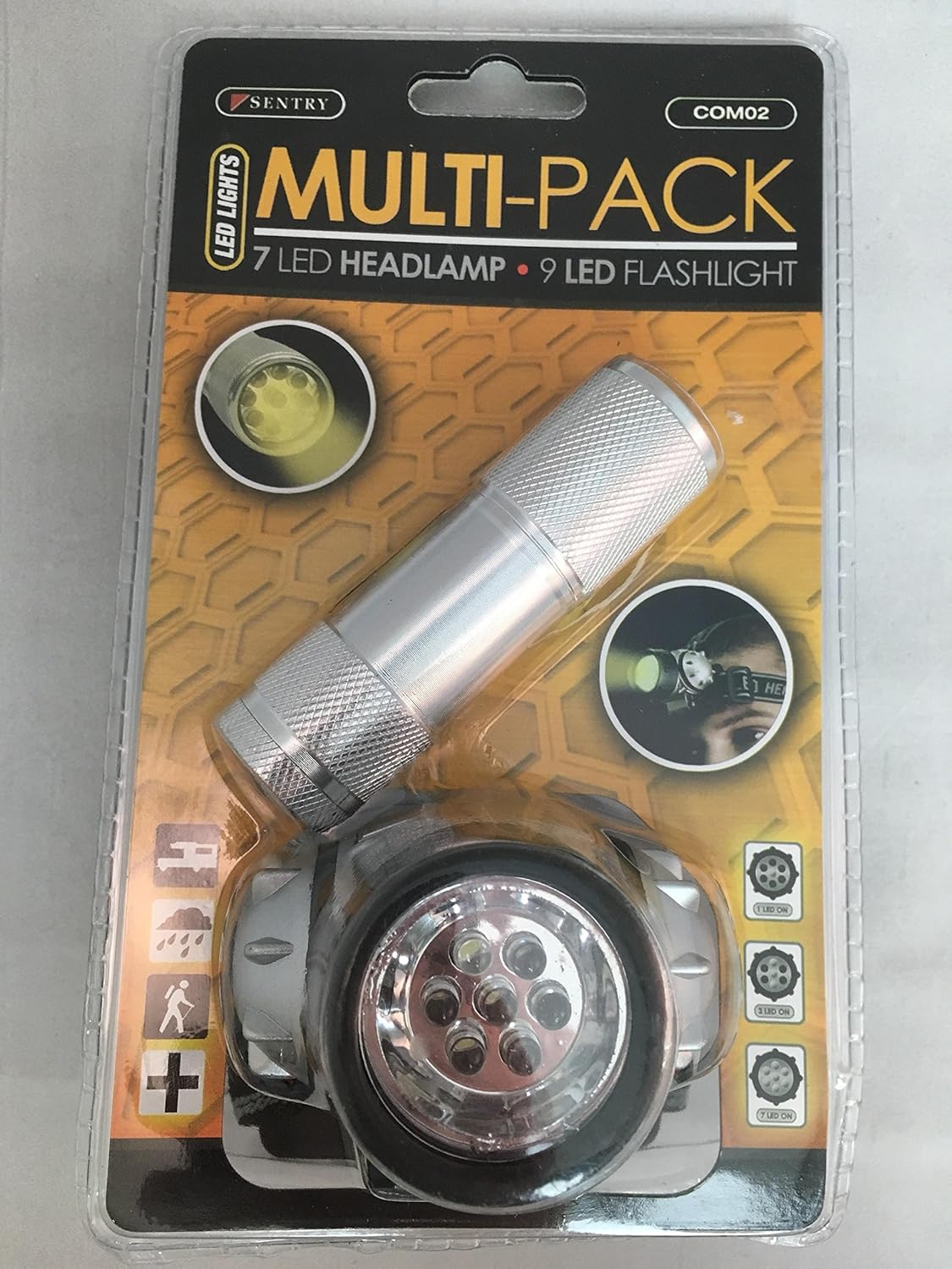 Amazon.com : Sentry Multi-Pack 7 LED HEADLAMP • 9 LED Flashlight ...