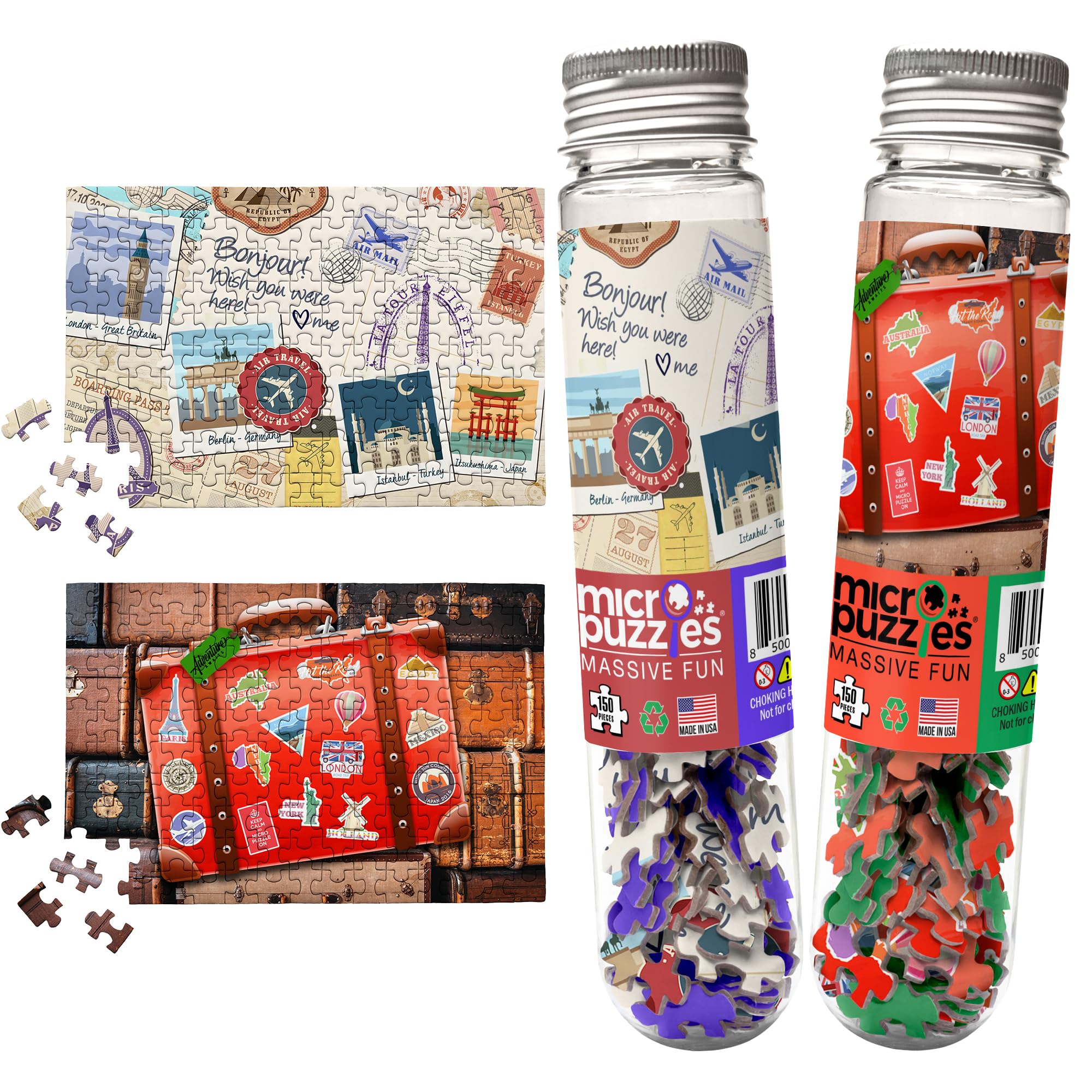 Amazon.com: MicroPuzzles “Travel” 2-Pack - Mini Puzzles for Adults, 150 ...