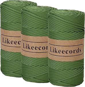Amazon.com: Likeecords 3 Skeins of 4mm Polyester Braided Macrame Cord ...