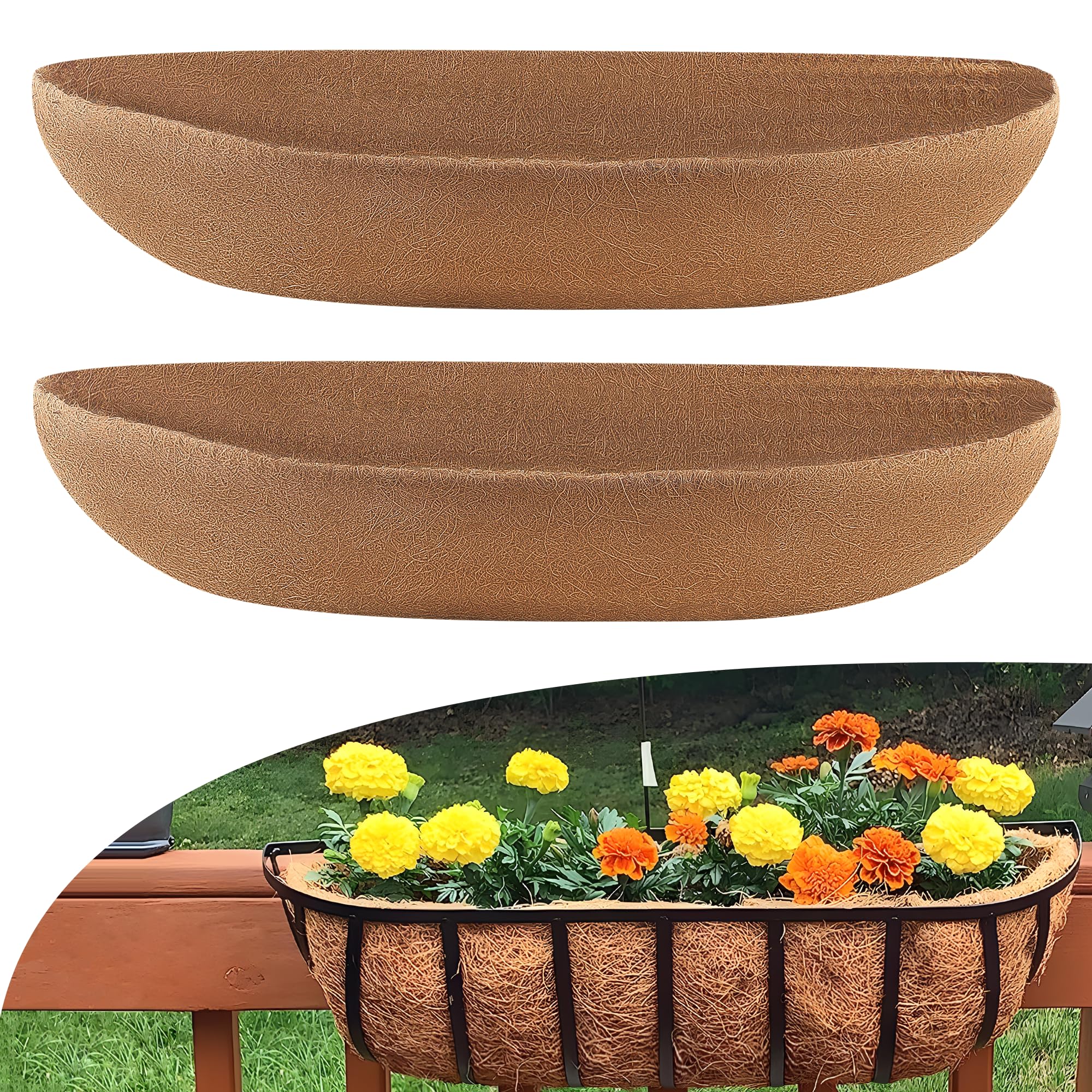 Snapklik.com : Coco Liners For Planters 48 Inch, 2 Pack Trough Window ...