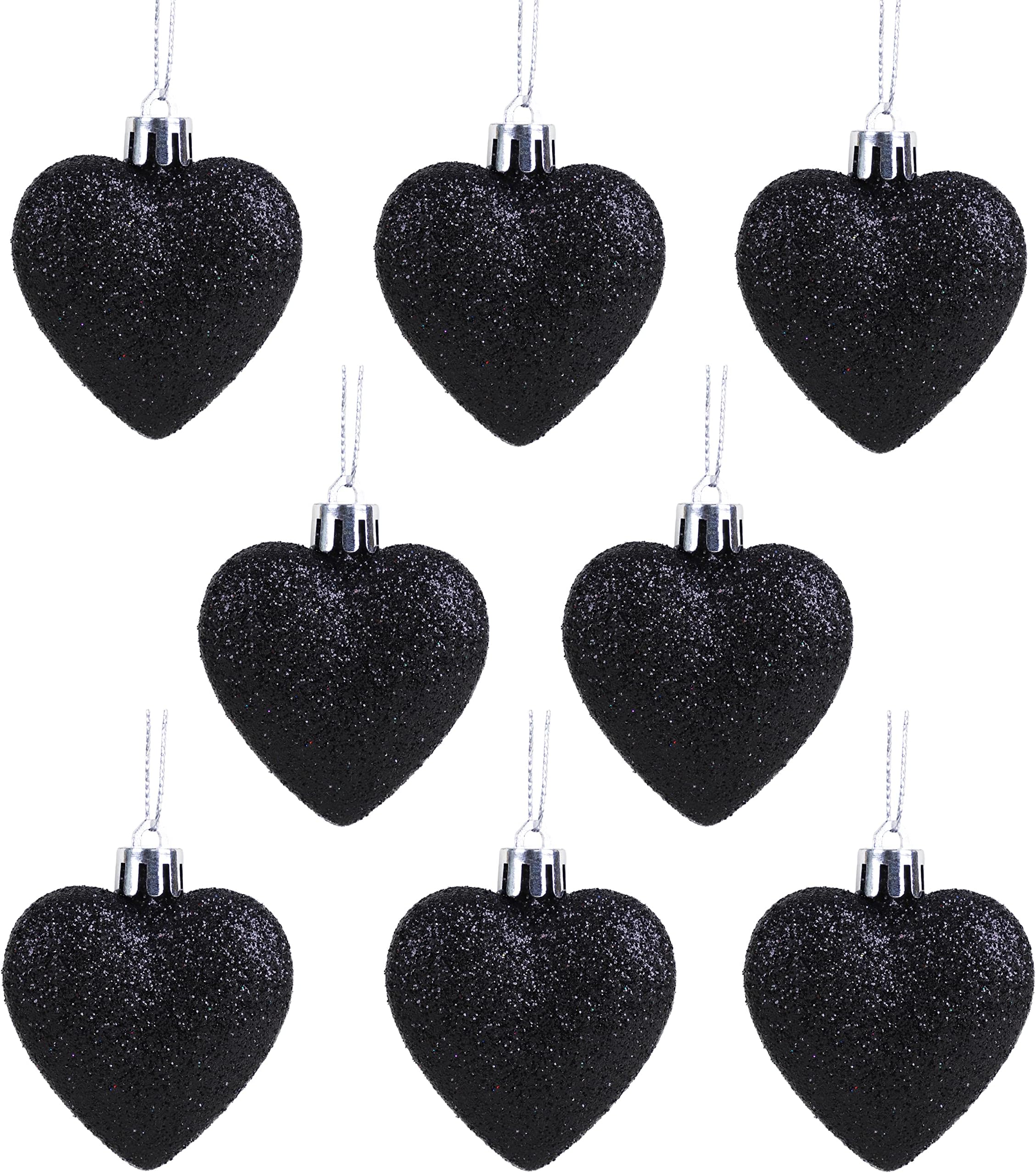 Amazon.com: Christmas Concepts® 8 x 60mm Black Glitter Heart Shaped ...