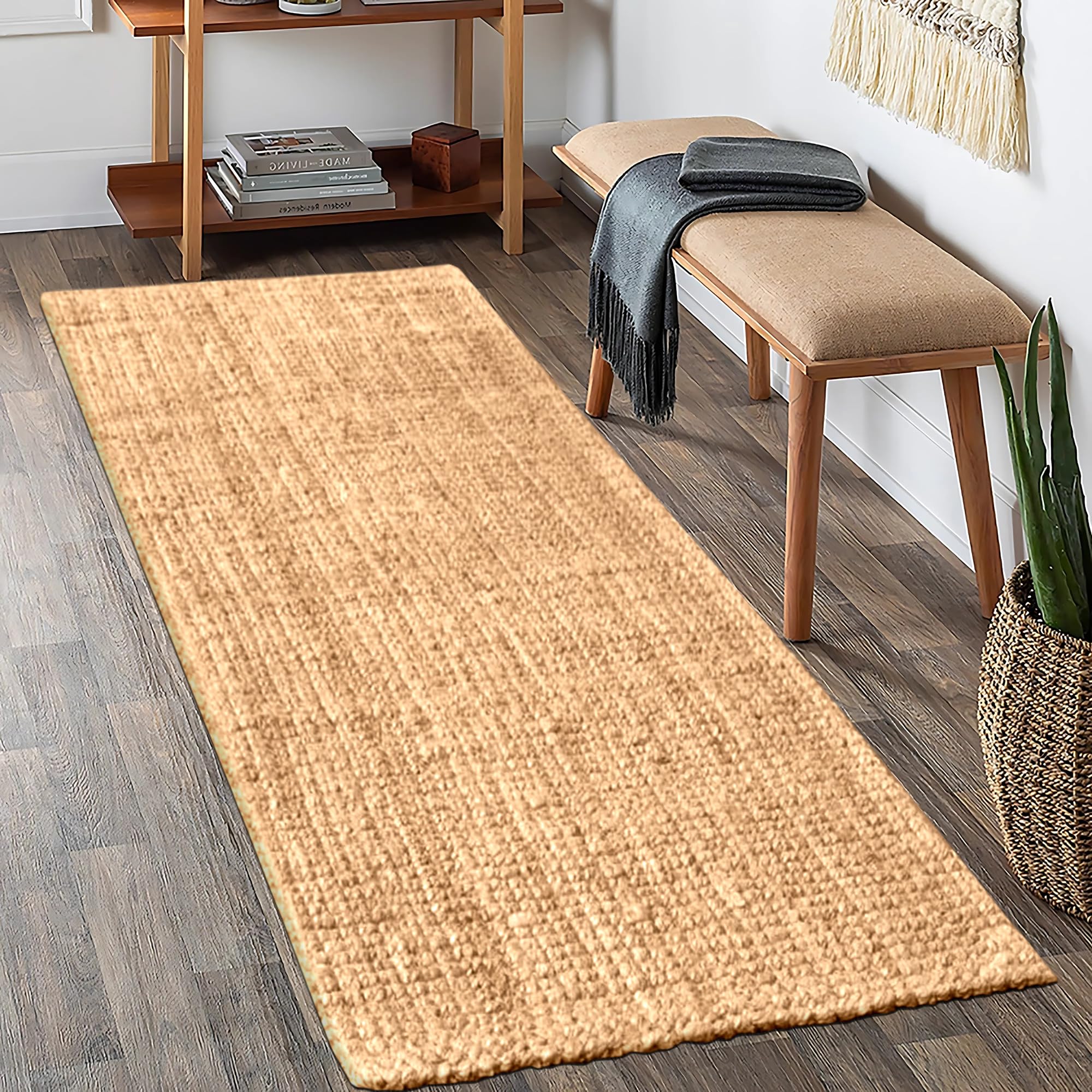 Amazon.com: Delara Hand Woven Farmhouse Jute Area Rug, Tight Boucle ...