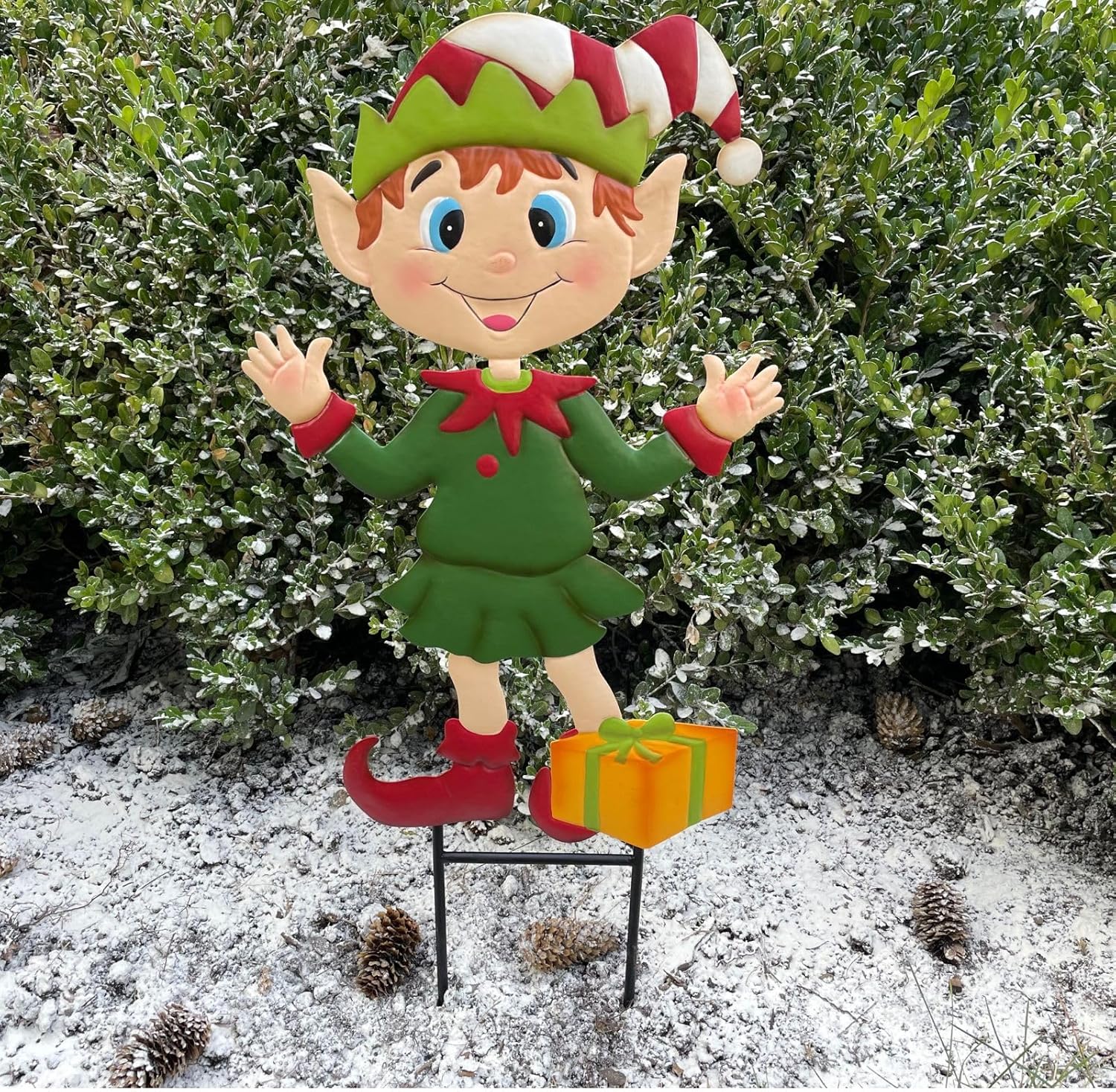 Amazon.com : Clovers Garden Christmas Elf Girl Yard Stake Metal Lawn ...