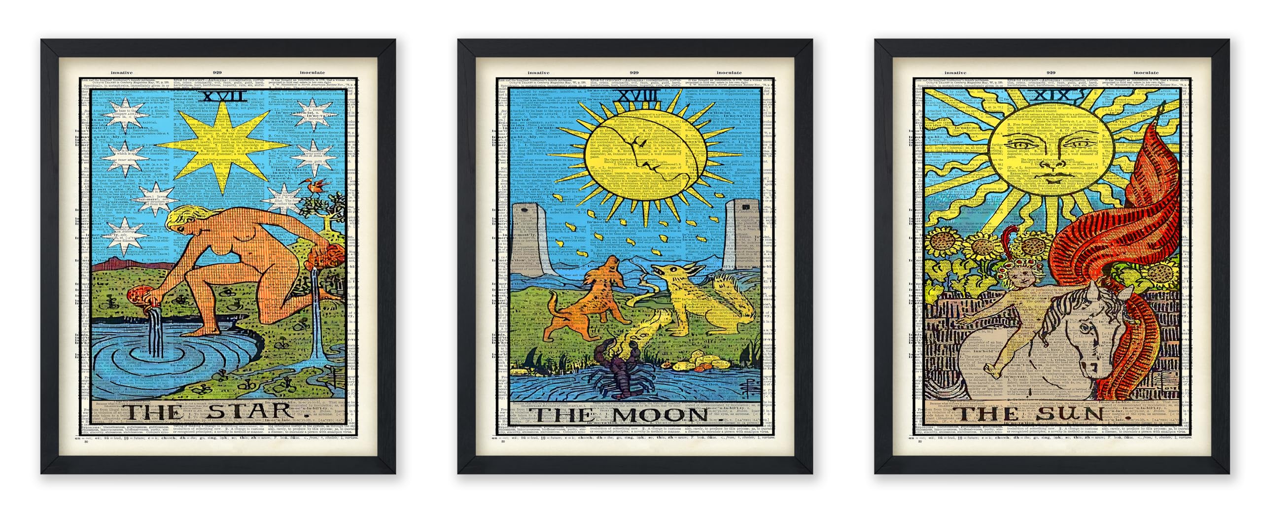 Amazon.com: Poster Master 3-Piece Vintage Tarot Cards Poster - Retro ...