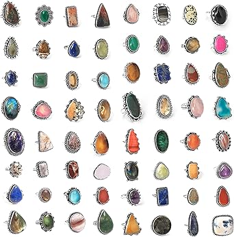 Amazon.com: Silver Carats Silver Rings for Women - 10 Pcs Chunky Silver ...