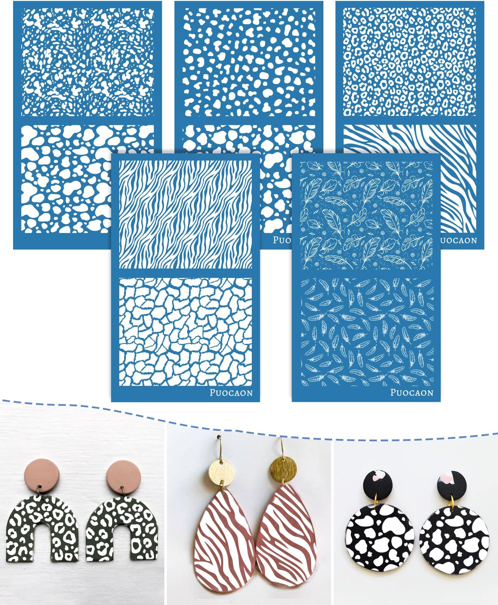 Amazon.com: RUMIA 6 Pcs Silk Screen Stencils for Polymer Clay Reusable ...