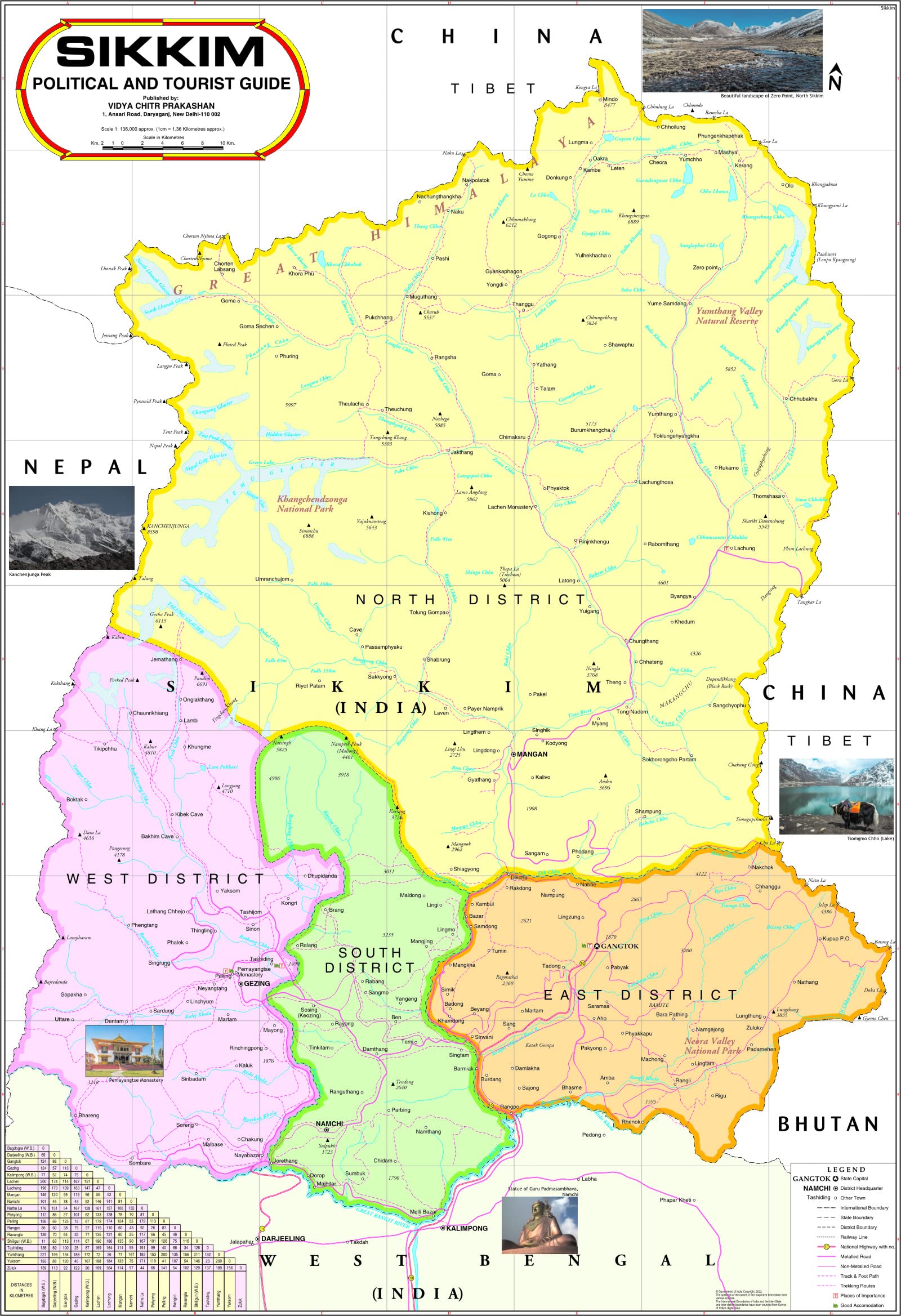 Sikkim Map | English | Laminated | 70 x 100 cm : Vidya Chitr Prakashan ...