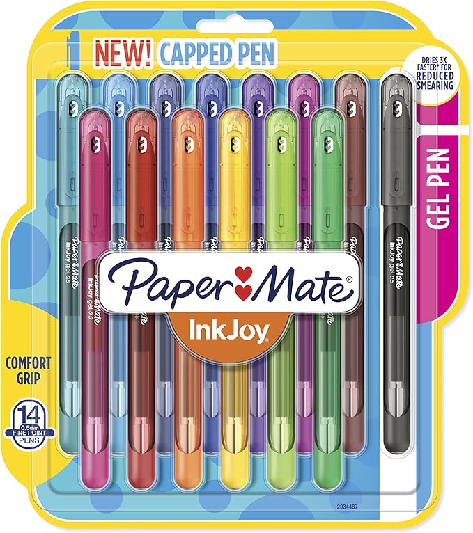 Amazon.com: Paper Mate InkJoy Gel Pens Fine Point (0.5mm) Capped, 14 ...
