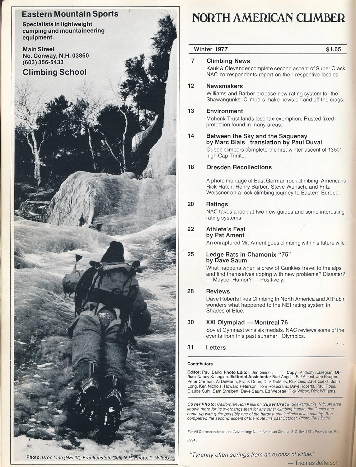 North American Climber : Ron Kauk and Verne Clevenger Ascend the ...