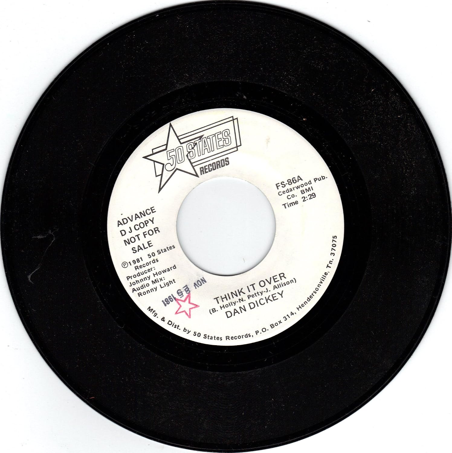 Dan Dickey - Dickey, Dan/Think It Over/45rpm PROMO record - Amazon.com ...