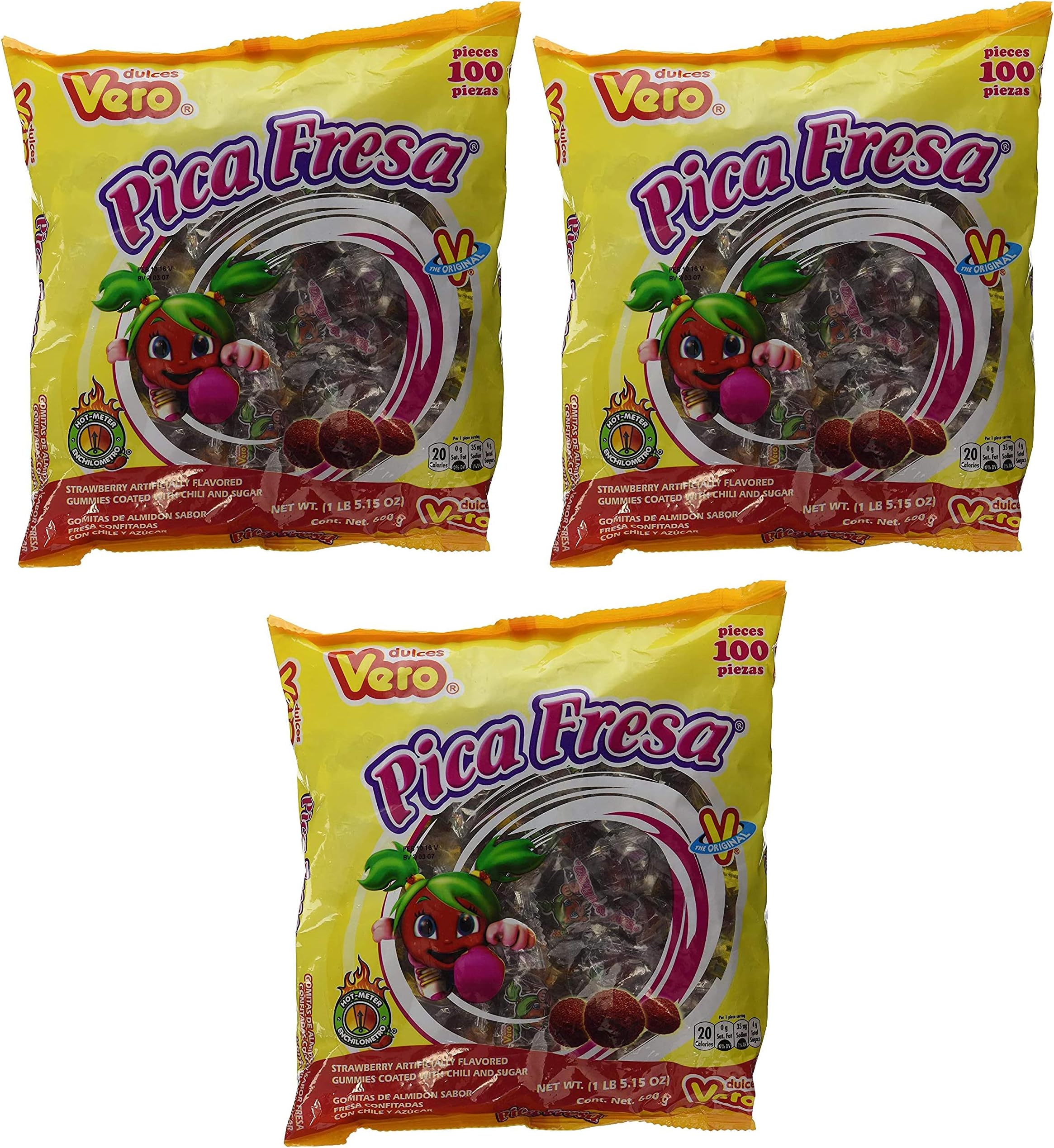 Amazon.com : Dulces Vero Pica Fresa Chili Strawberry Flavor Gummy ...