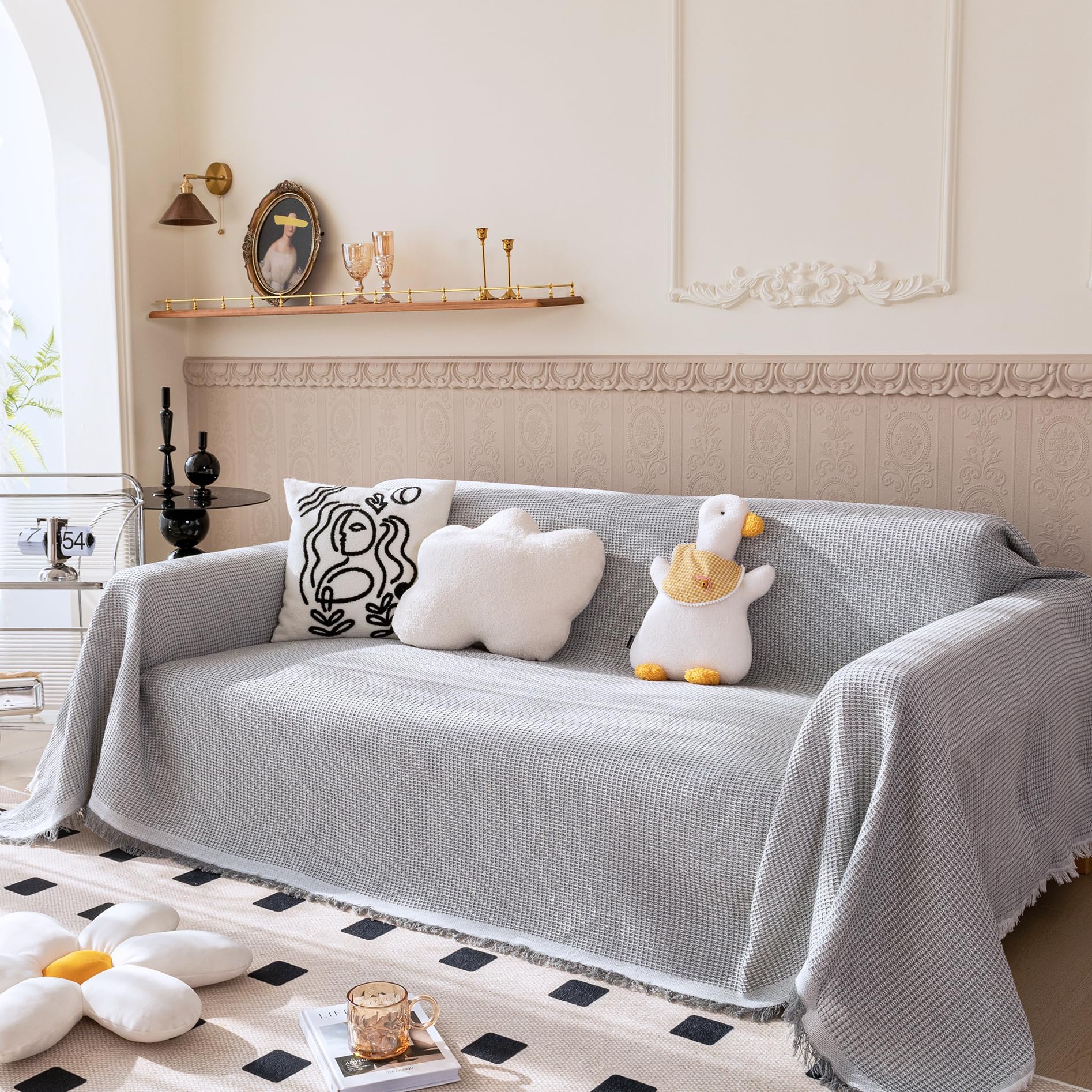 EHC Herringbone Super King 100% Cotton Throw for Sofa, Bedspread 250 x ...