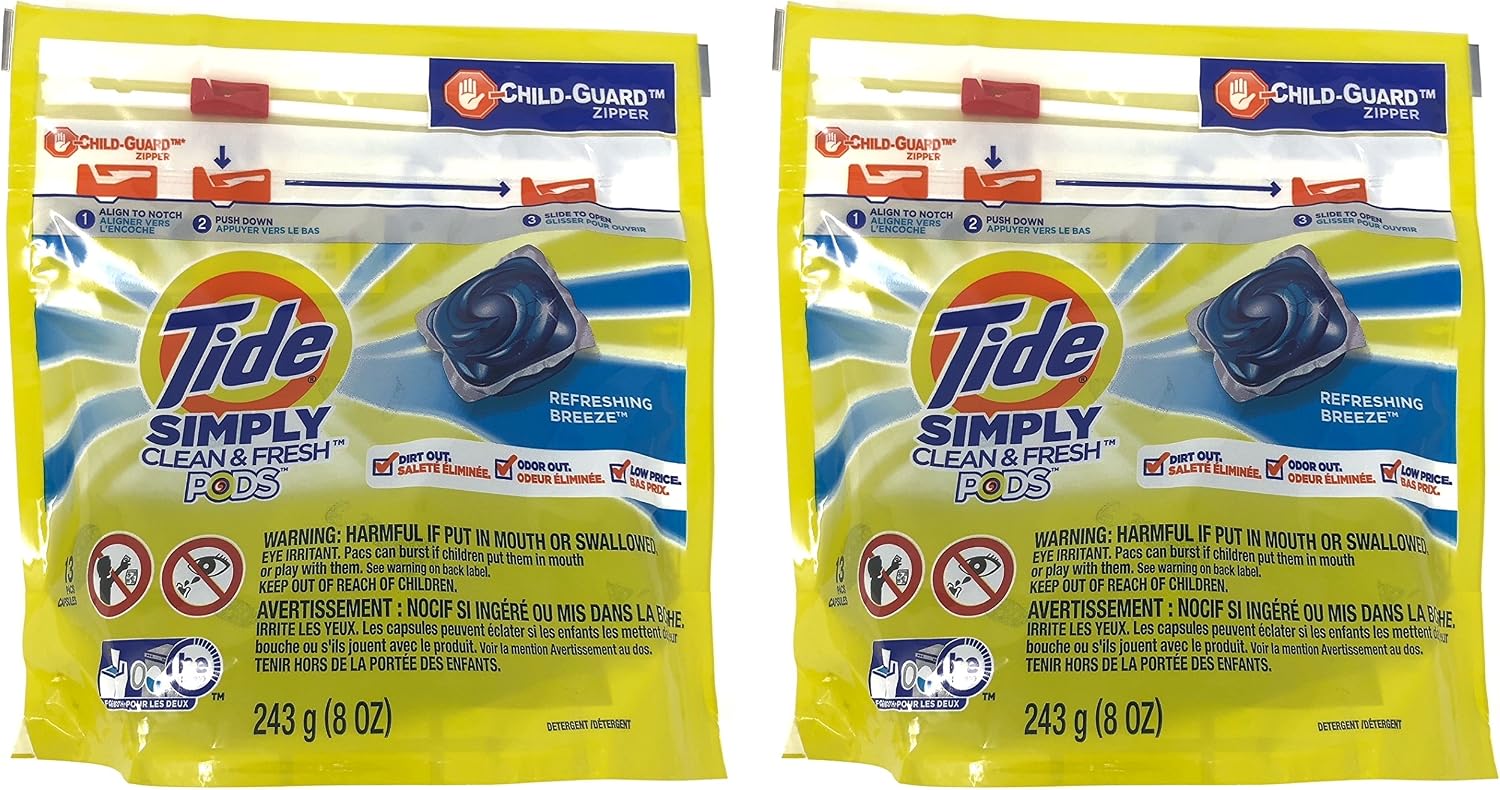 Amazon.com: Tide Pods Simply Clean and Fresh, Refreshing Breeze, 13 ...