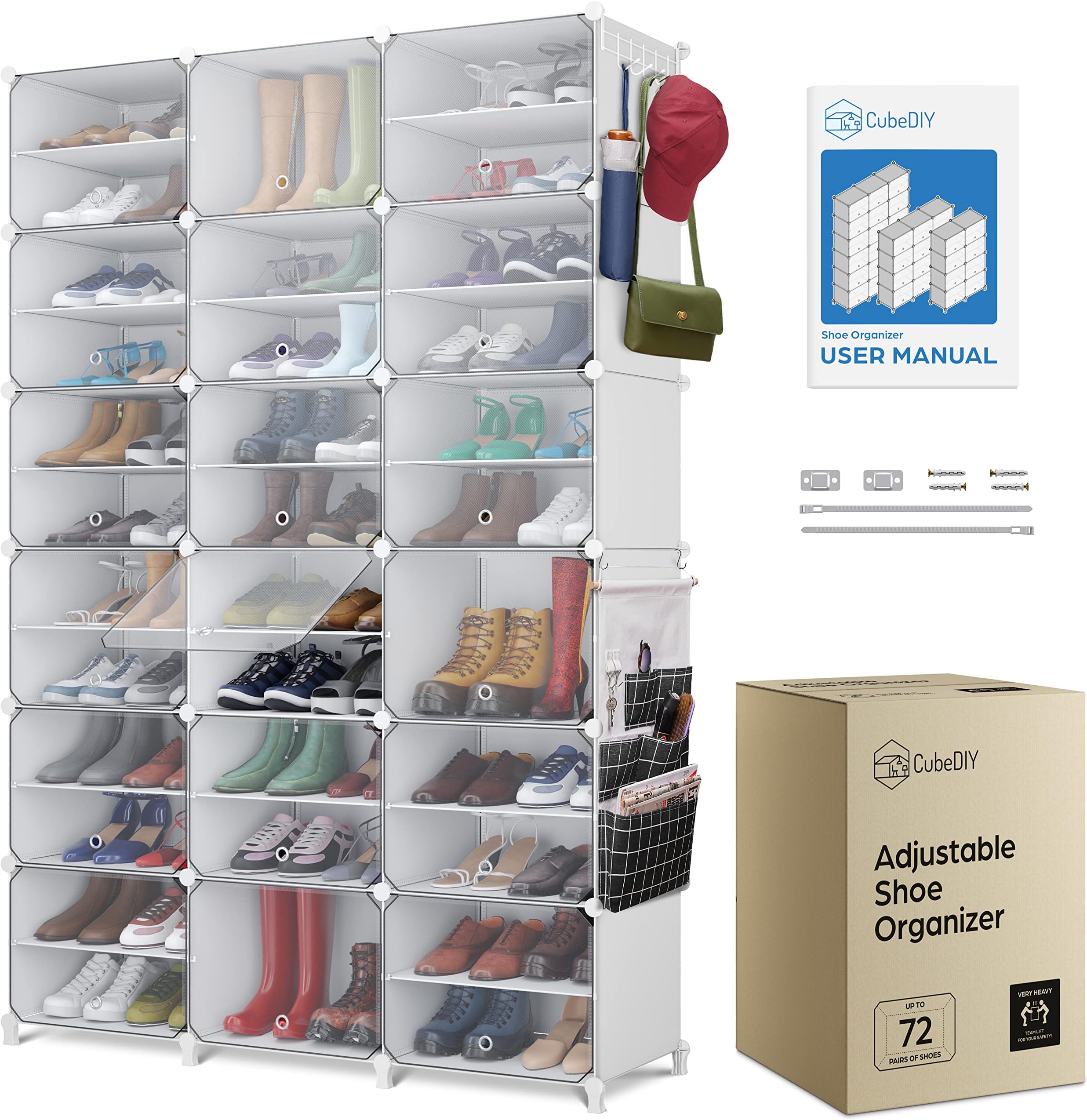 Amazon.com: KOUSI 60-Pairs Shoe Organizer Shoe Rack Shoe Tower Storage ...