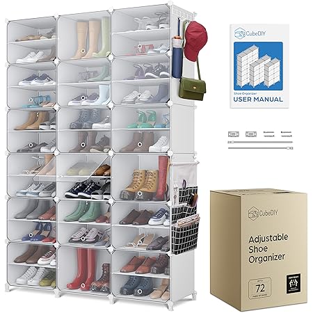 Amazon.com: ROJASOP Portable Shoe Rack Organizer with Door, 72 Pairs ...