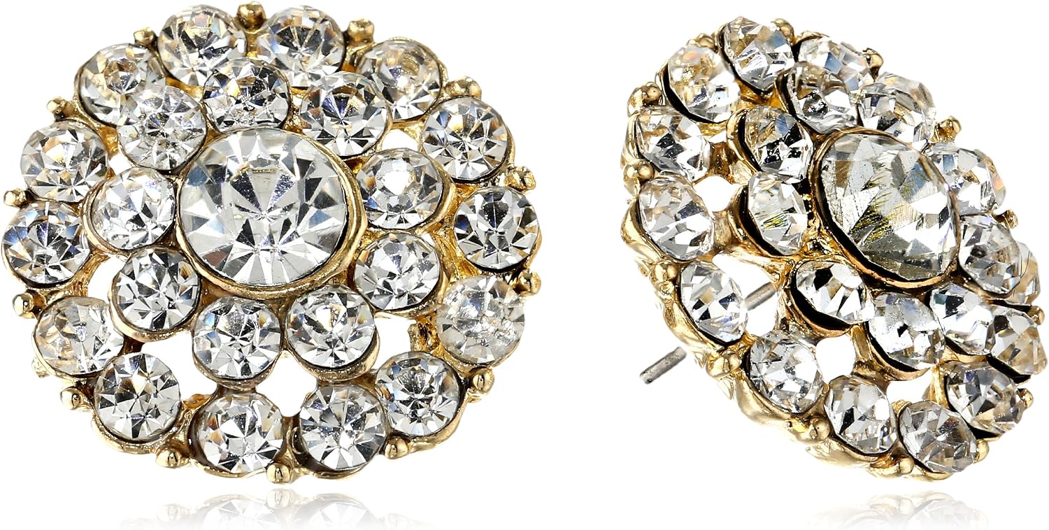 Amazon.com: Amazon Collection Crystal Statement Button in Gold Tone ...