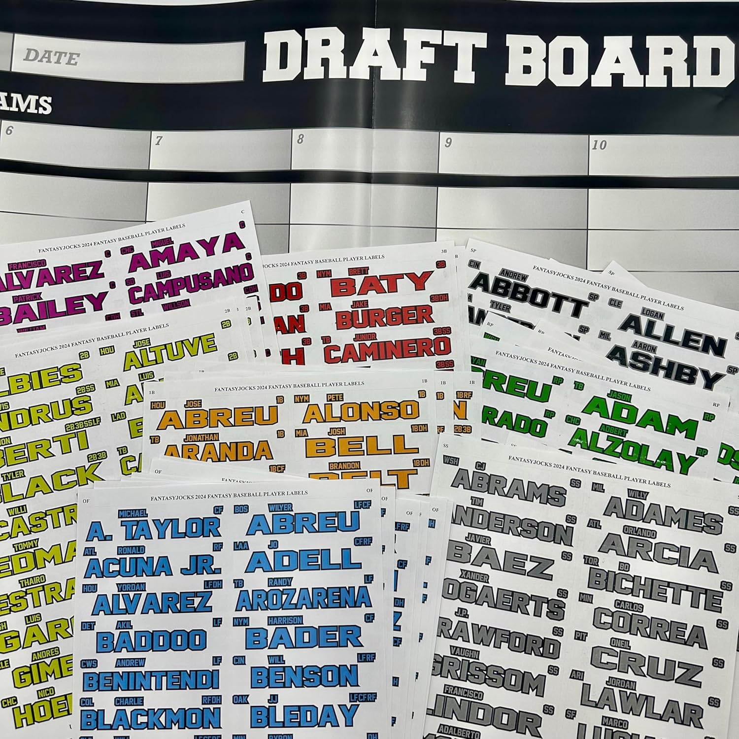 Amazon.com: FANTASYJOCKS 2020 - Fantasy Baseball Draft Board Kit (10 ...