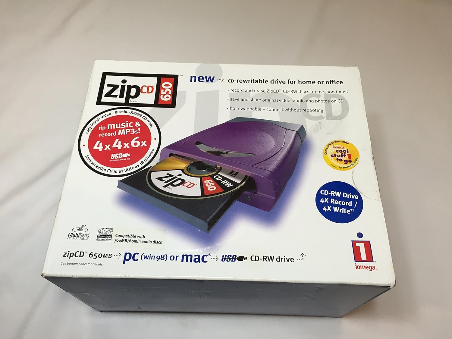 Amazon.com: IOMEGA ZIP CD 650 04058101 ZIPCDUSB EXTERNAL CD-R/RW DRIVE ...