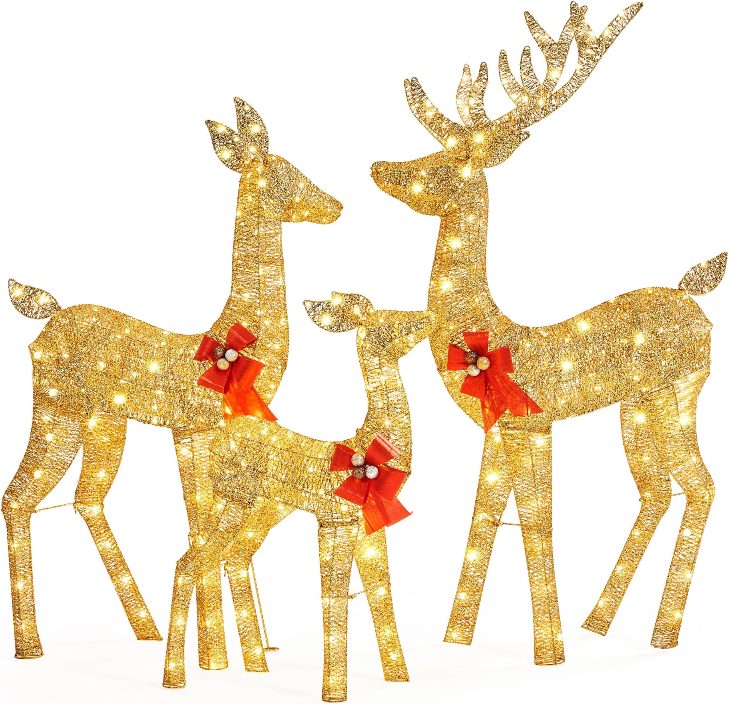 Amazon.com: Lights4fun, Inc. 4.3ft White Glitter Stag Reindeer 260 LED ...