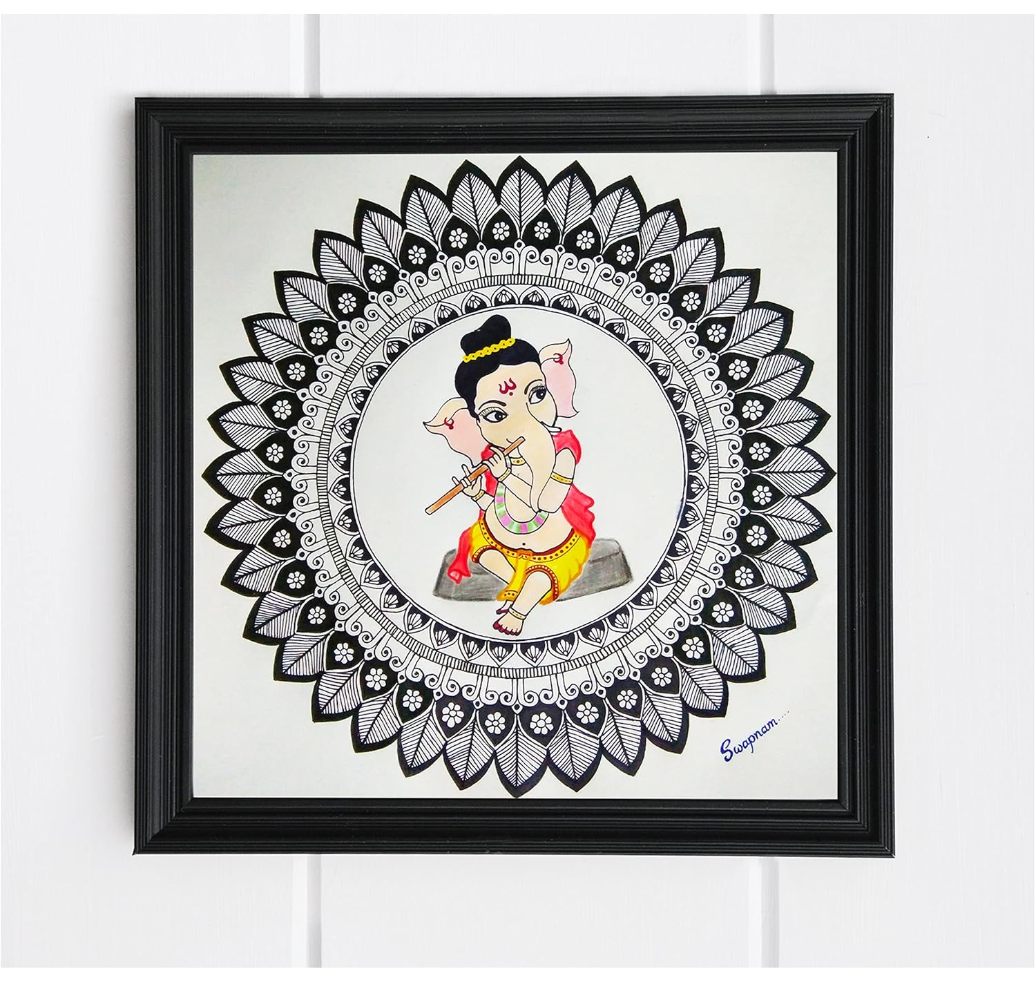 Sharanya Arts Handmade Ganapati Bappa mandala Art 8 : Amazon.in: Home ...