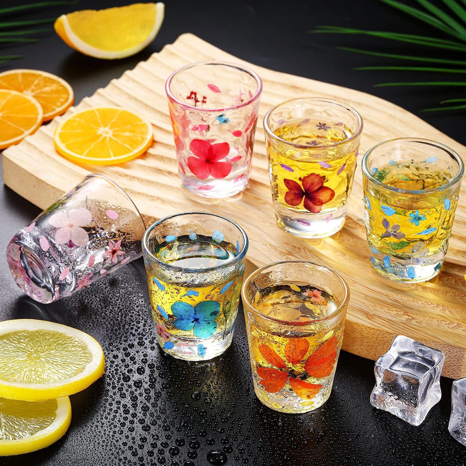 Amazon.com | Singhoow 6 Pcs 2. 5 oz Cute Shot Glasses with Real Dry ...