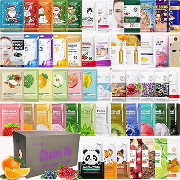 Amazon.com : Meleell 55 Pack Collagen Face Masks Skincare Bulk,Sheet ...