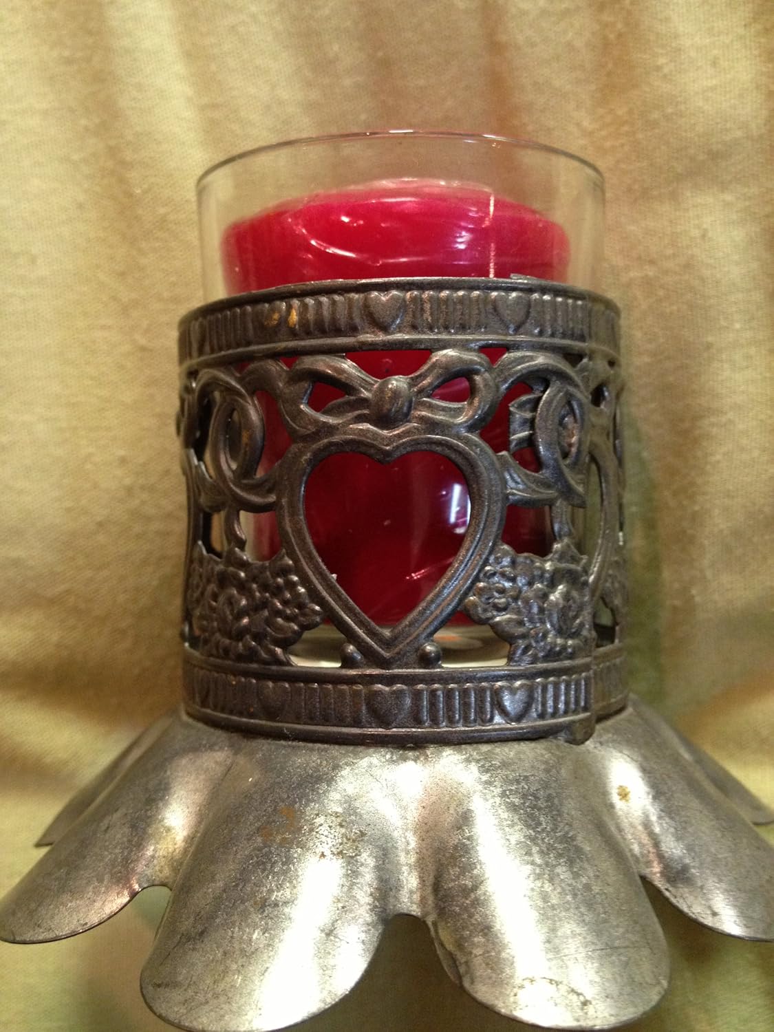 Amazon.com: Silver Heart Cut-out with Glass Votive Holder Insert : Home ...