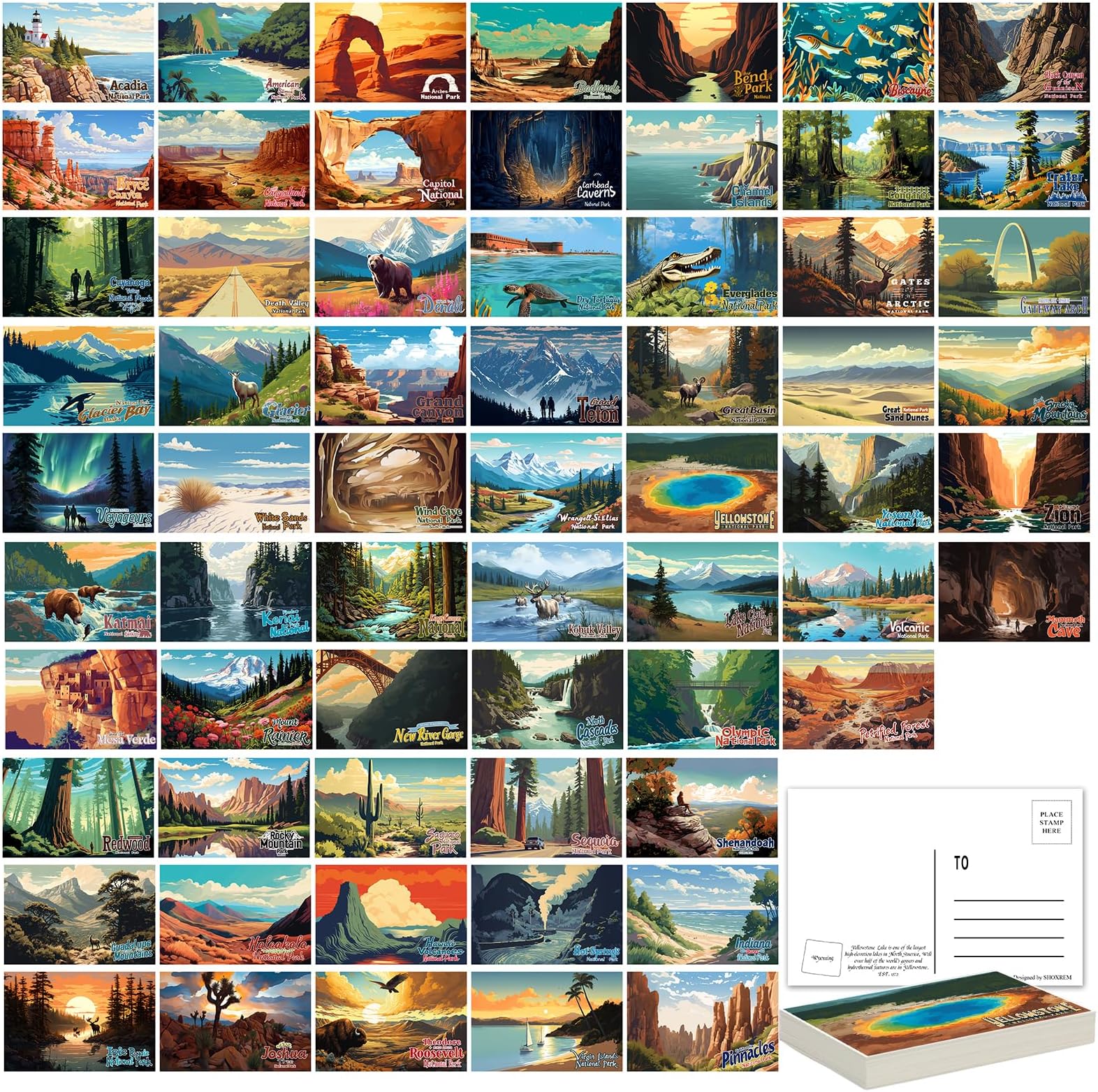 Amazon.com: SHOXREM National Parks Theme Postcard Set: Horizontal ...