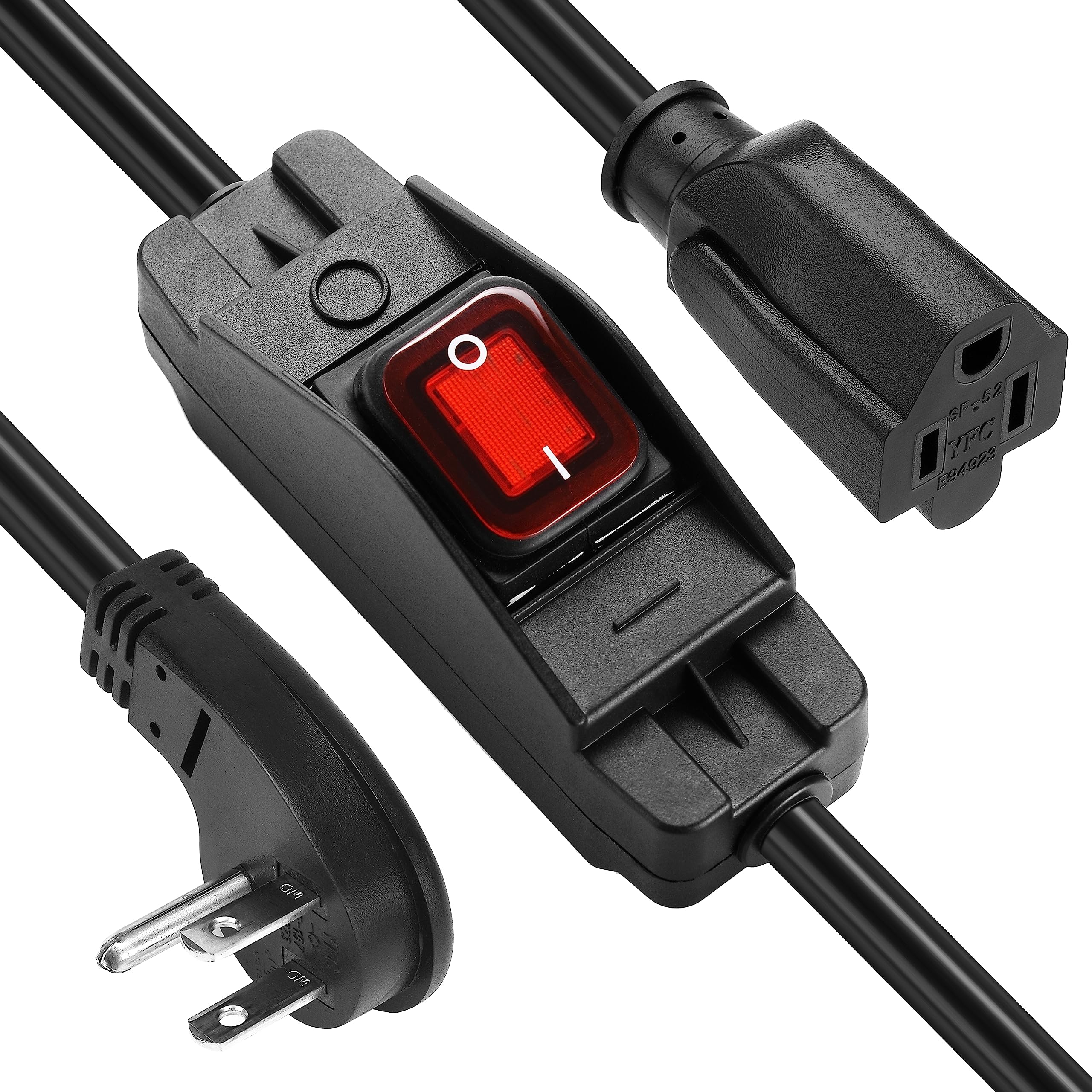 Amazon.com: Joinfworld Switched Extension Cord 8 Ft Outdoor 14AWG 3 ...