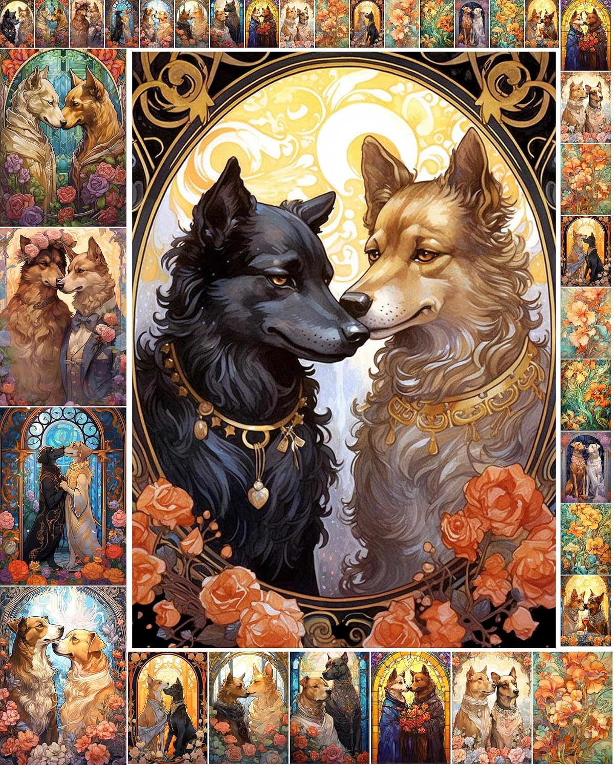 Amazon.com: Decoupage Paper Pack (35 Sheets 6"x8") Cute Dogs in Love ...