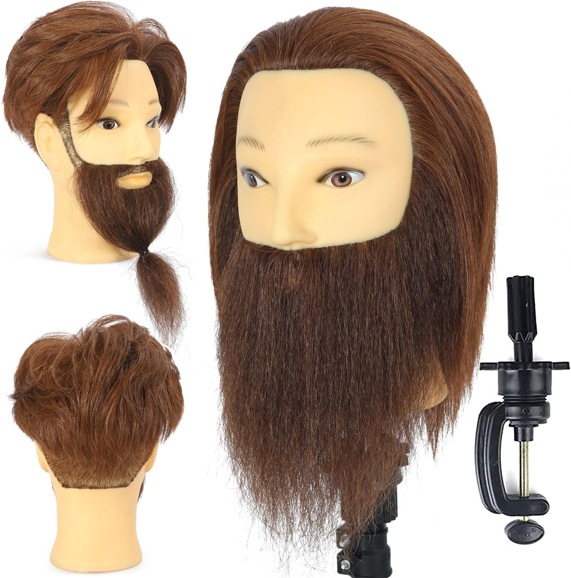 Amazon.com : Male Mannequin Head 100% Human Hair, Barber Mannequin Head ...